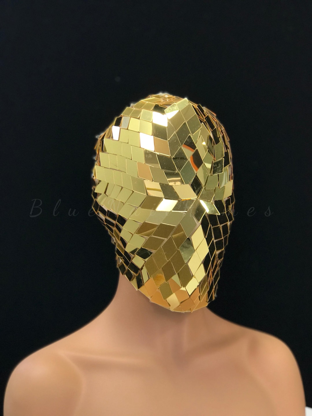Gold Mirror Cyberpunk Mask: Futuristic Rave Costume, EDM Cosplay - Etsy