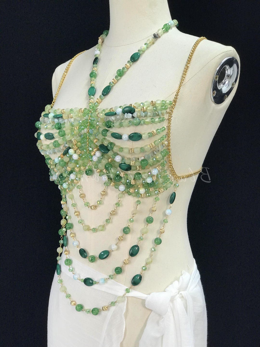 Hand-beaded Bohemian Body Chain, Festival Rave Belly Jewelry - Etsy