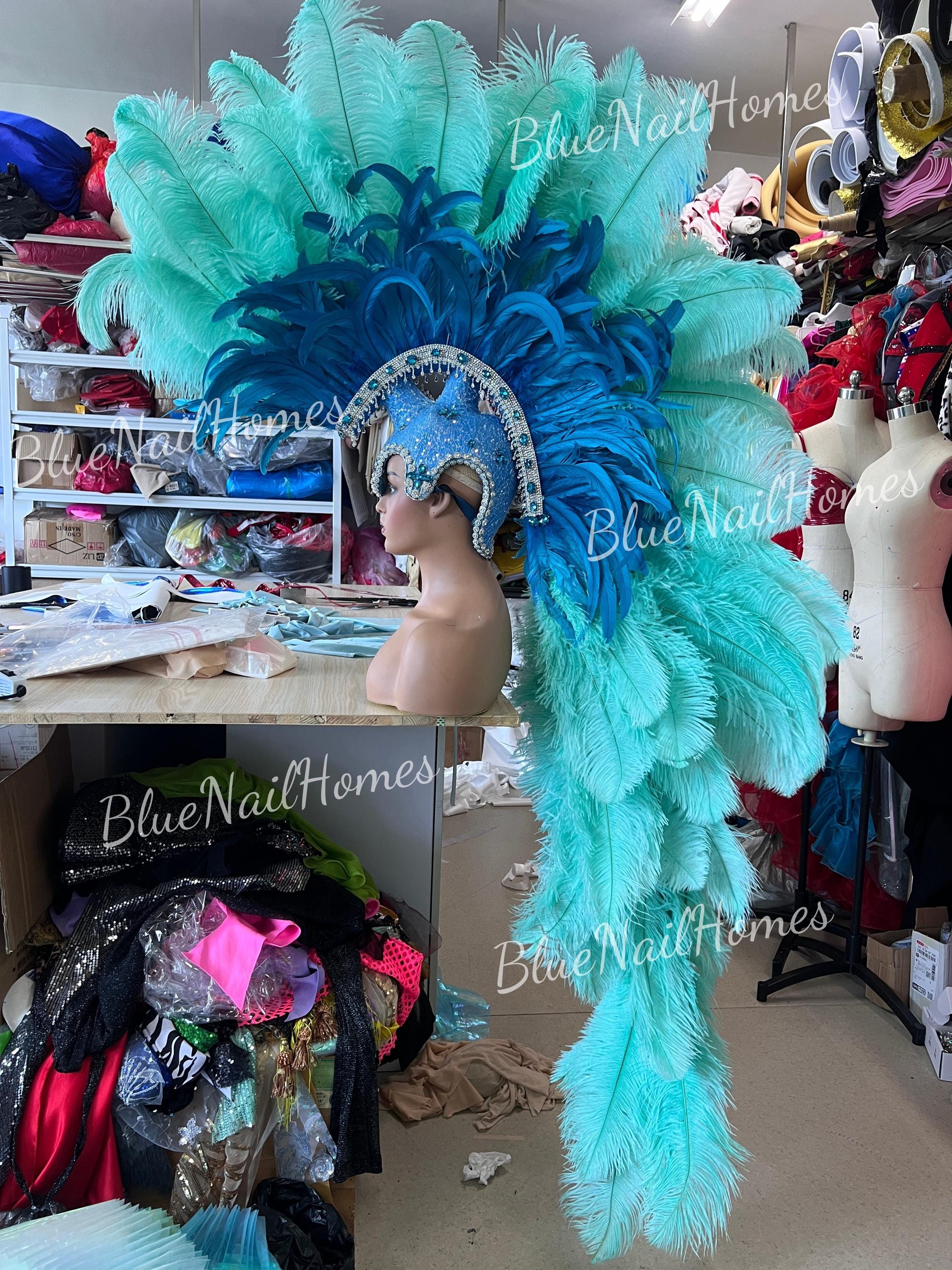 Ostrich Feather Headdress: Samba Showgirl Crown for Carnival - Etsy