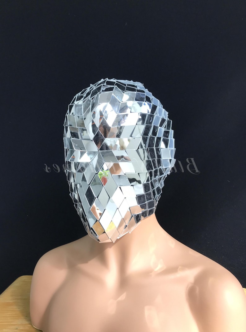 Silver Mirror Cyberpunk Mask: Futuristic Rave Costume, EDM Cosplay - Etsy