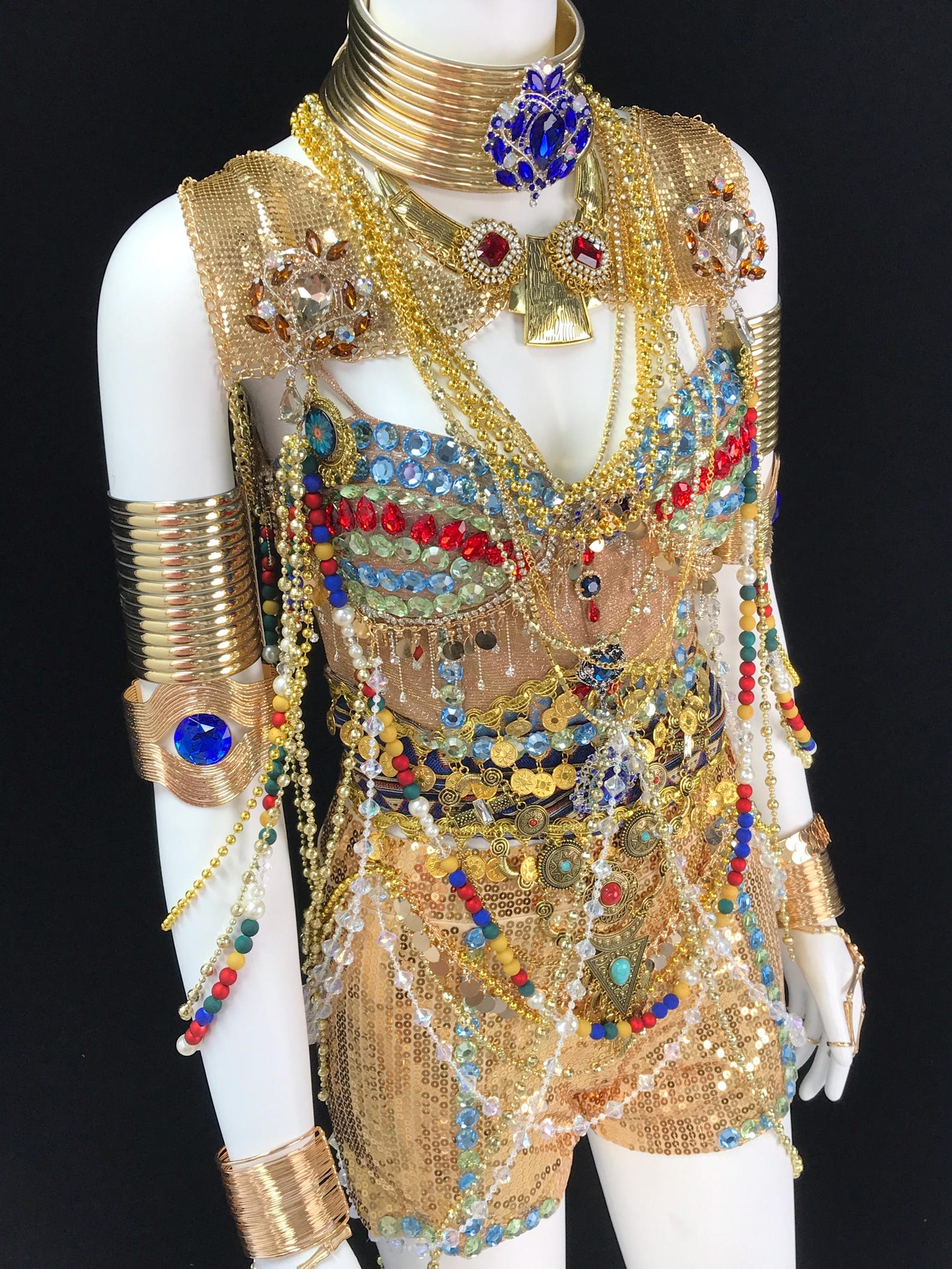 Cleopatra Costume: Beaded & Sequined Egyptian Belly Dance Outfit - Etsy