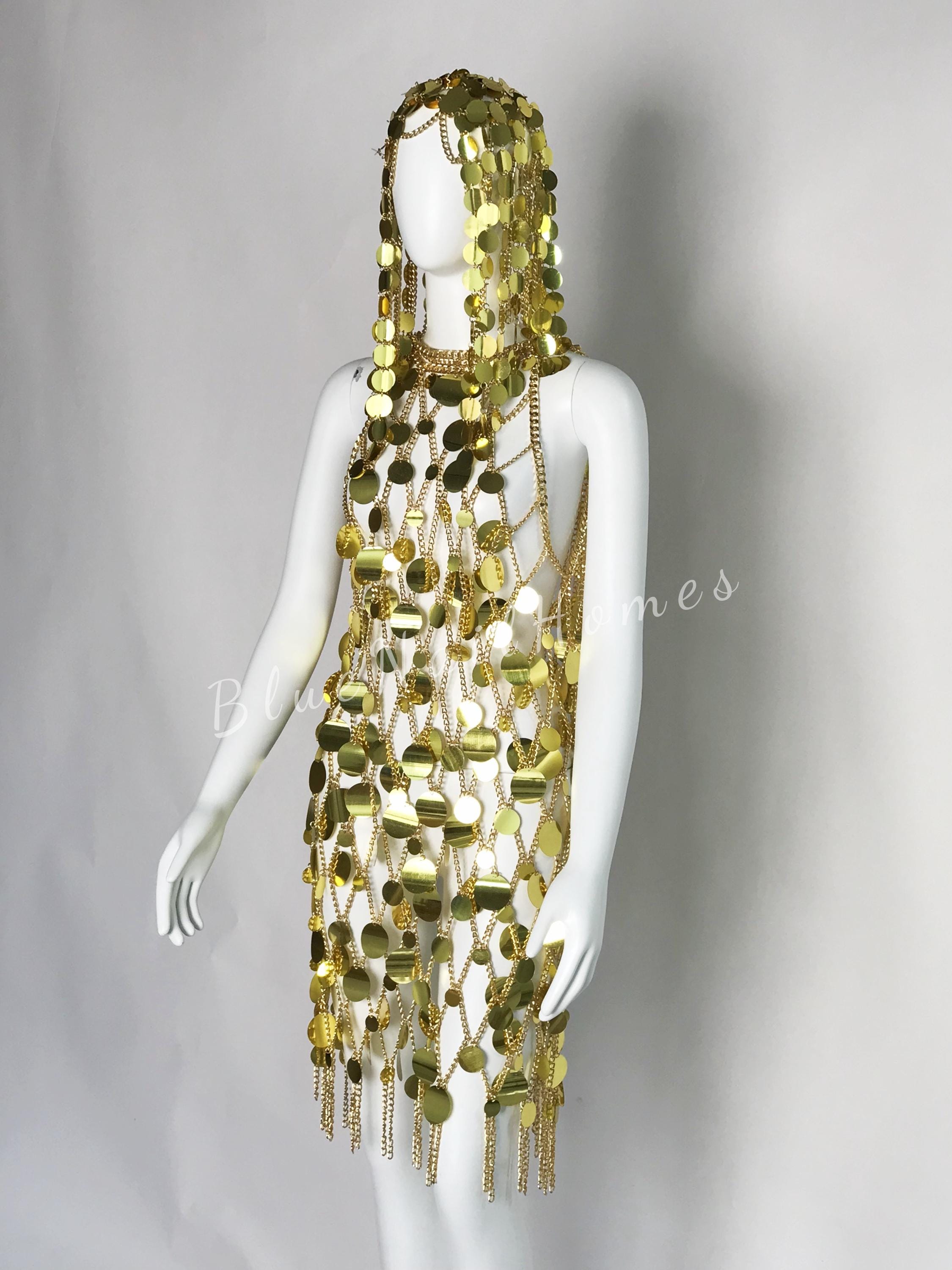 Cleopatra Costume: Golden Sequin & Chain Weave for Festivals, Cosplay ...