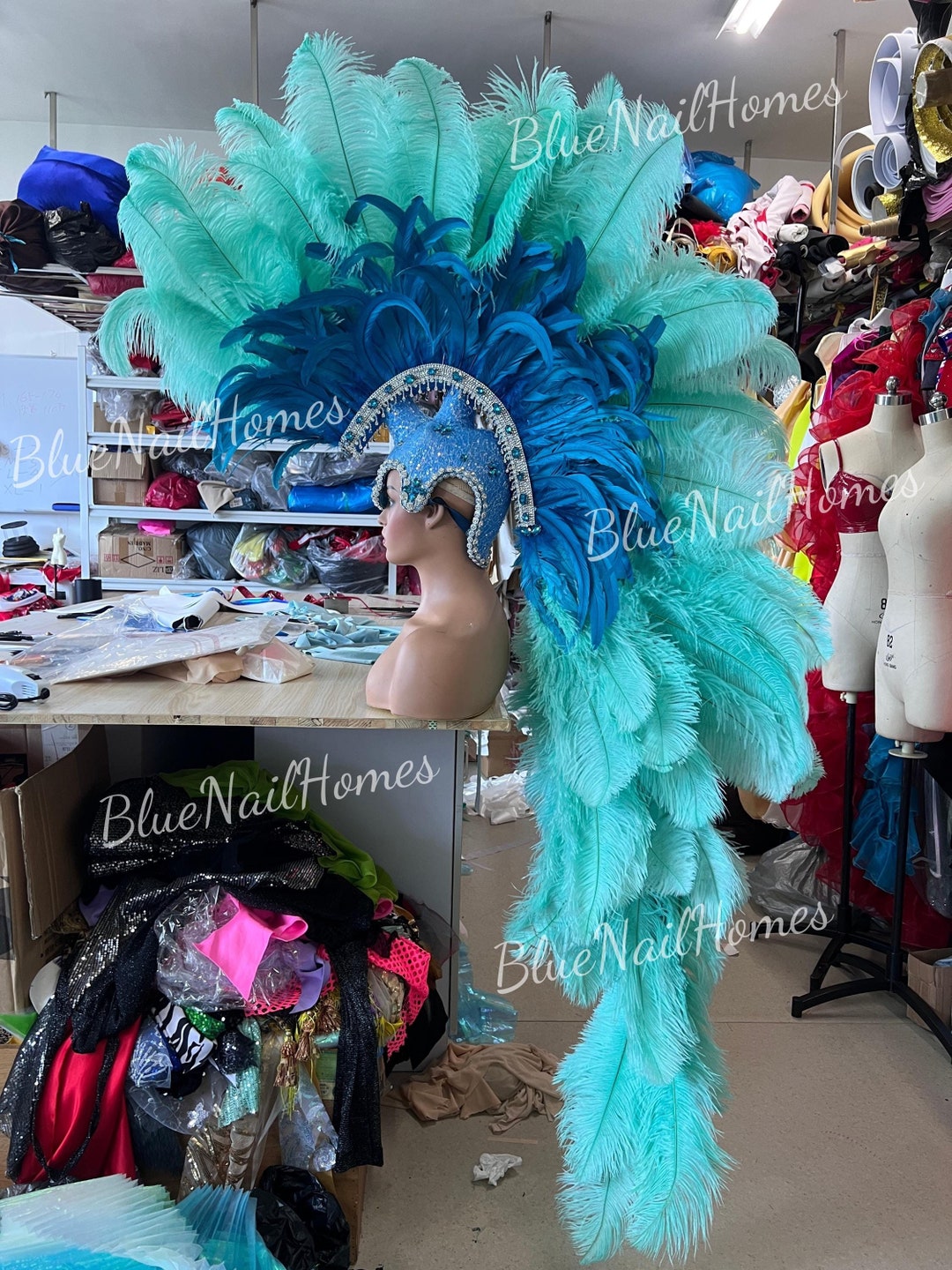 Ostrich Feather Headdress: Samba Showgirl Crown for Carnival - Etsy