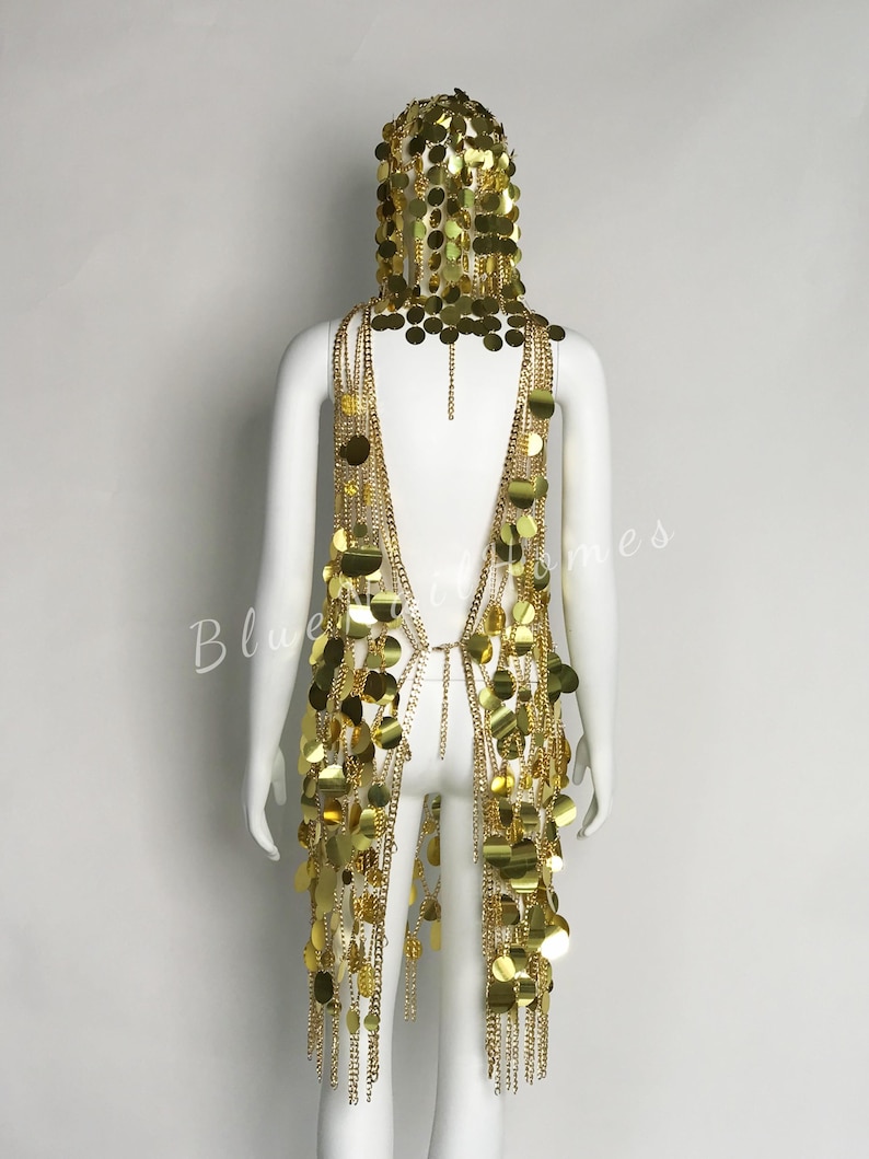 Cleopatra Costume: Golden Sequin & Chain Weave for Festivals, Cosplay ...