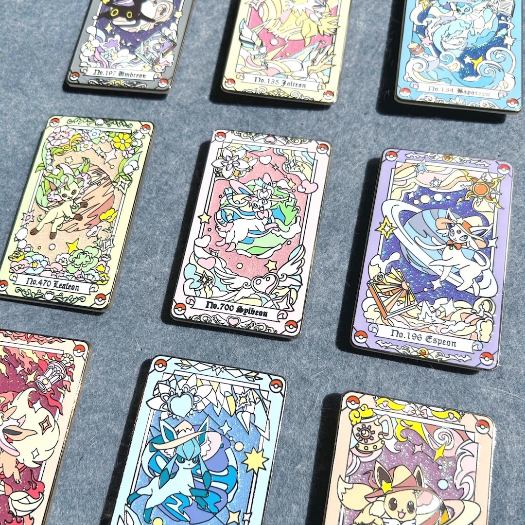 Pokemon Eevee Eevolution Tarot Style Enamel Pin Collection - Kawaii ...
