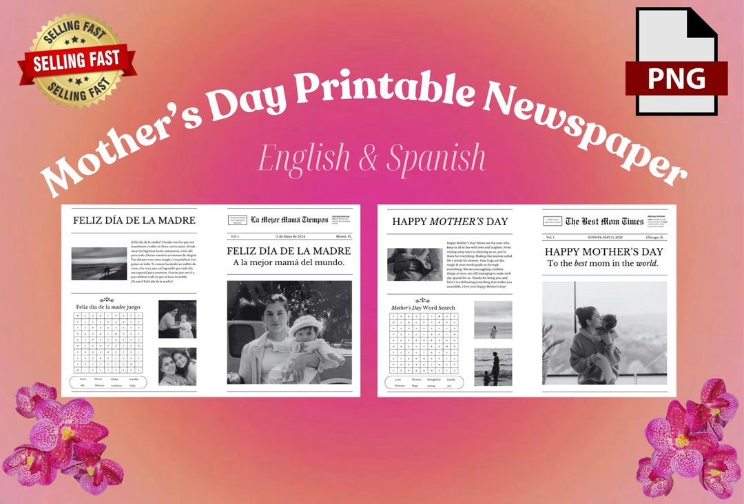 Editable Mother's Day Newspaper Template, Personalized Mother's Day ...