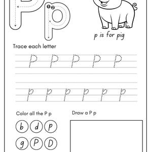 Alphabet Tracing Worksheets for Kindergarten | Letter Writing Practice ...