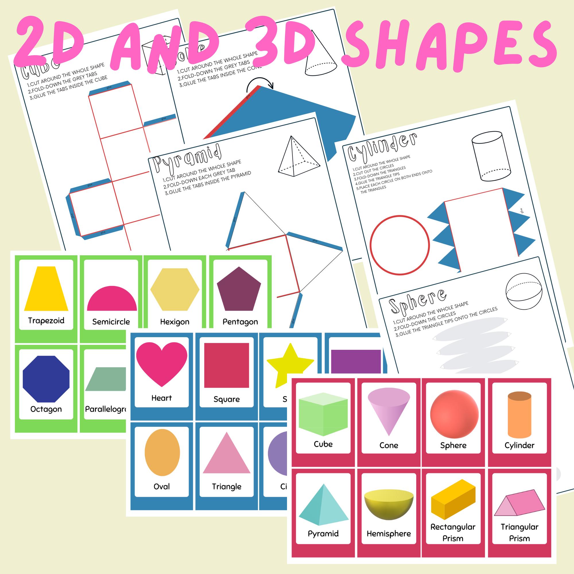 Colorful Shapes Flashcards and 3D Models Pack! Instant Download for Fun ...
