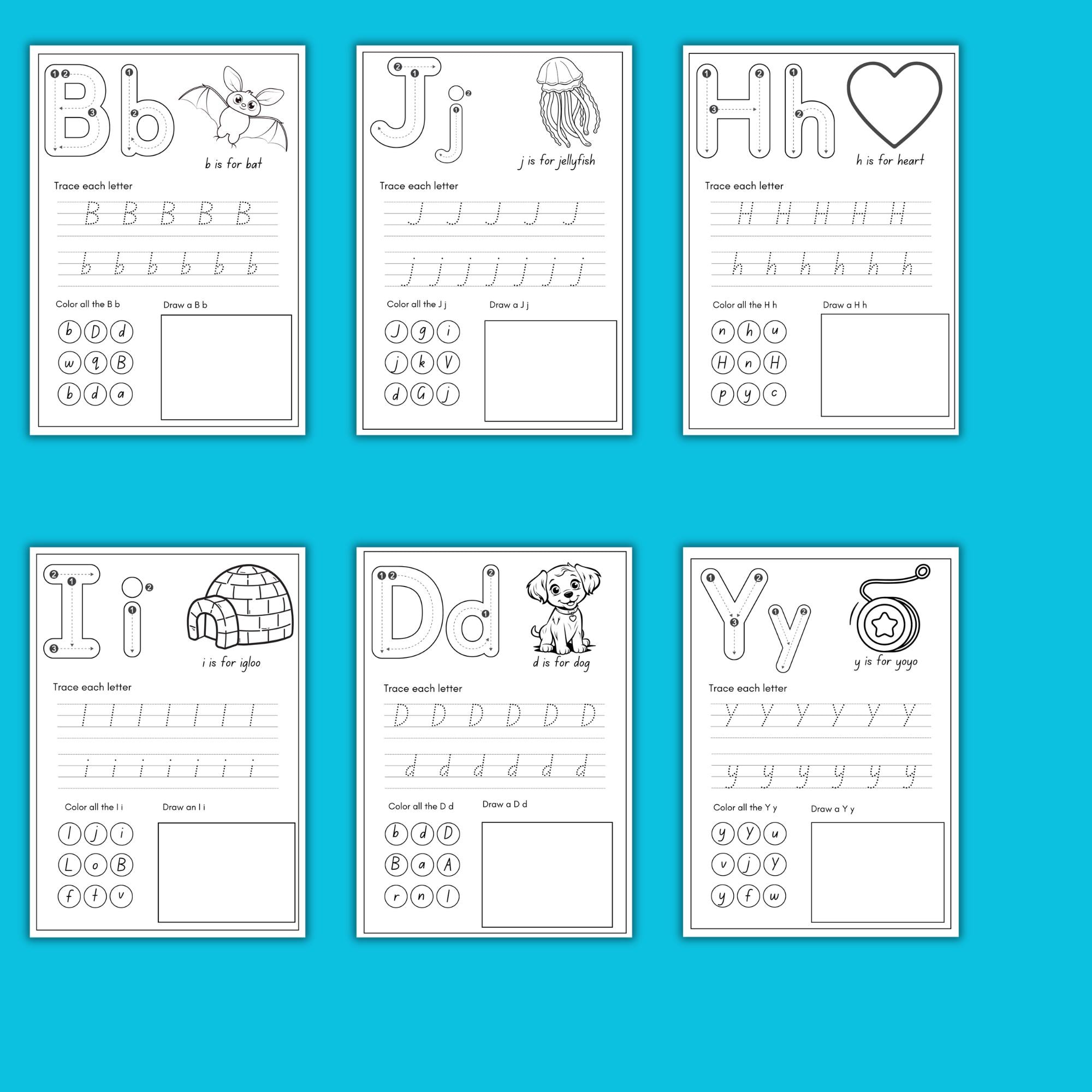 Alphabet Tracing Worksheets for Kindergarten | Letter Writing Practice ...