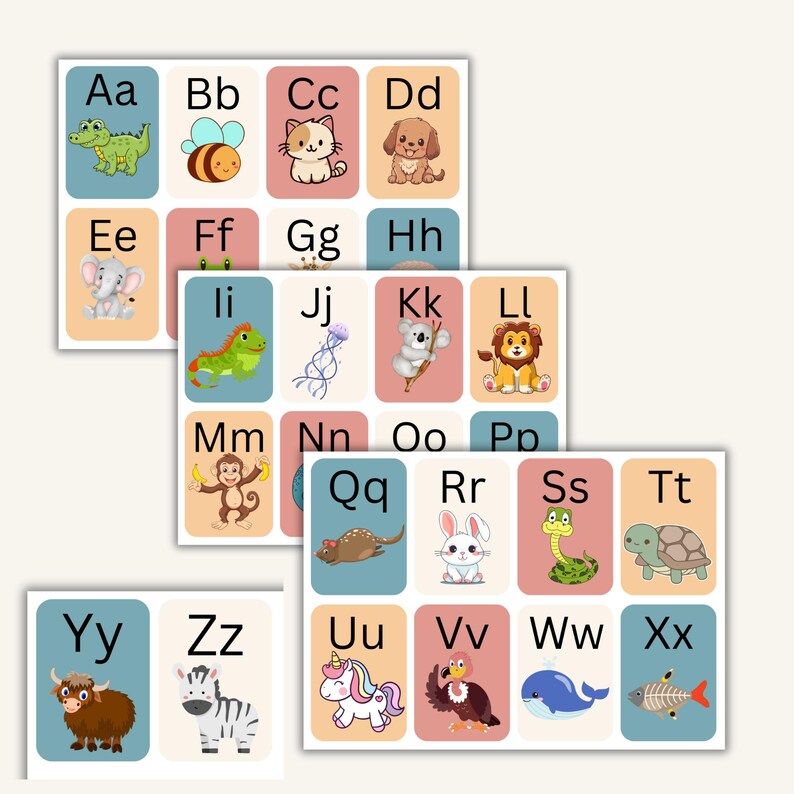 Alphabet Memory Cards, Flash Cards Cute Alphabet, Instant Download - Etsy