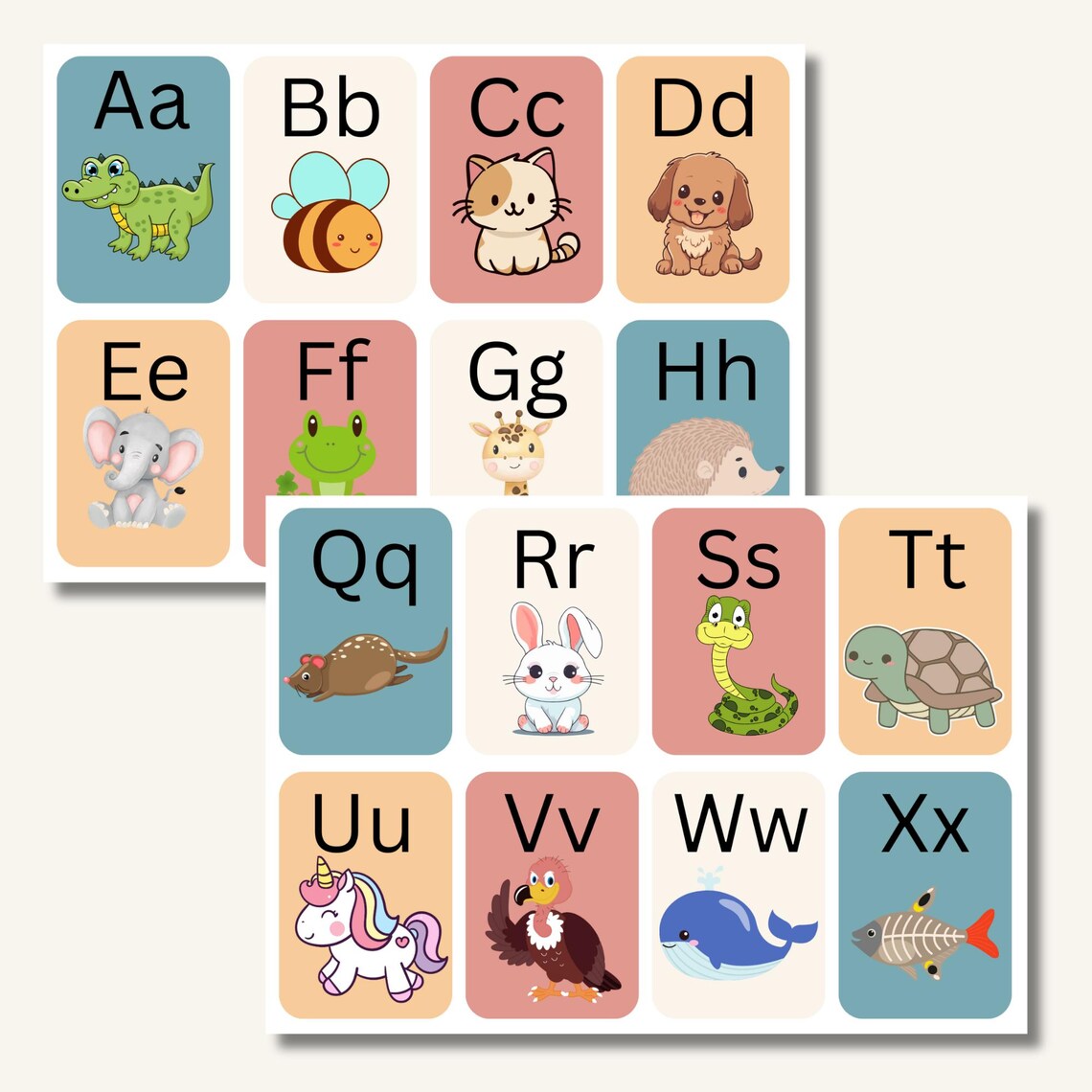 Alphabet Memory Cards, Flash Cards Cute Alphabet, Instant Download - Etsy