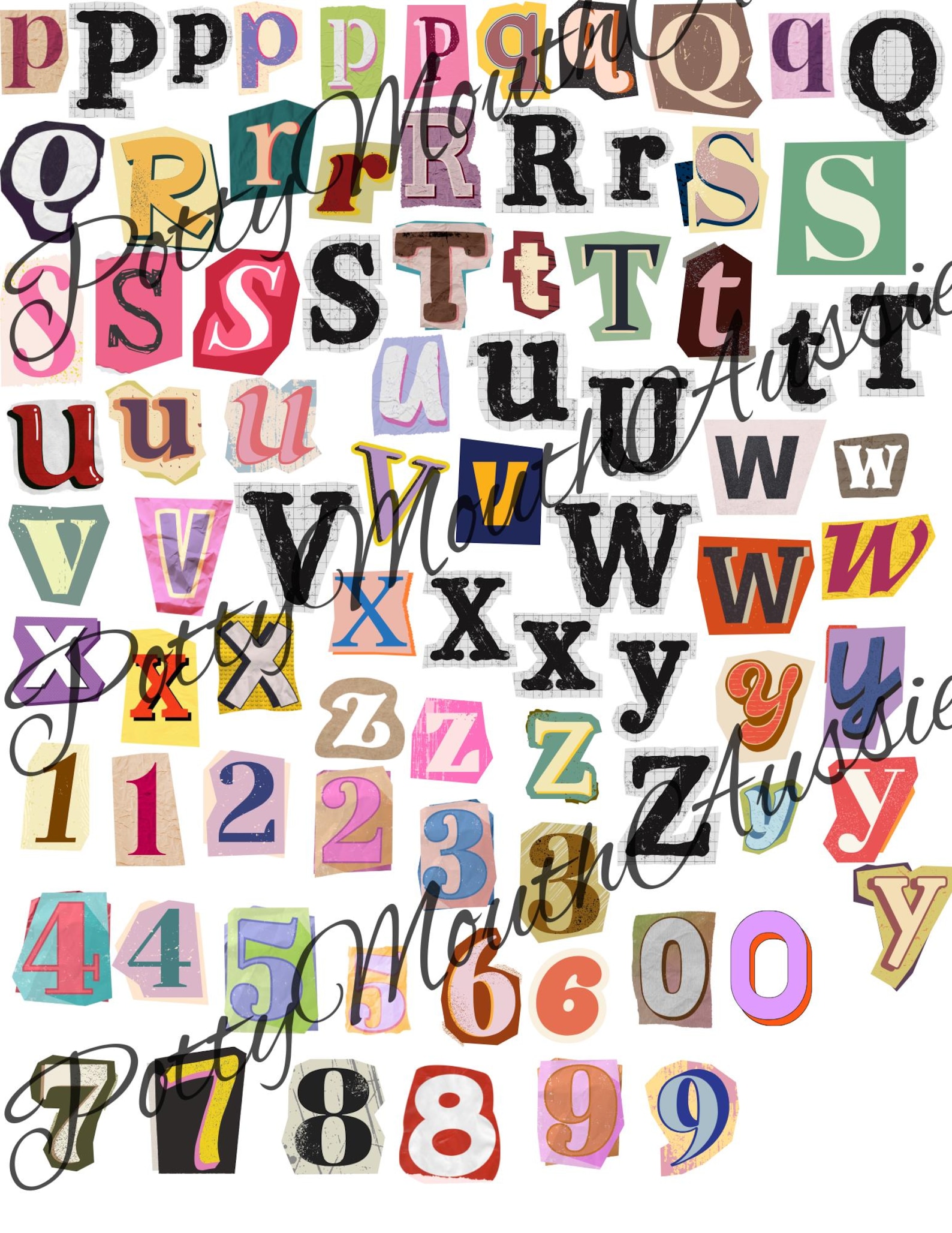Magazine Cutout Letters Words Bundle | Collage Alphabet Pdfs for ...