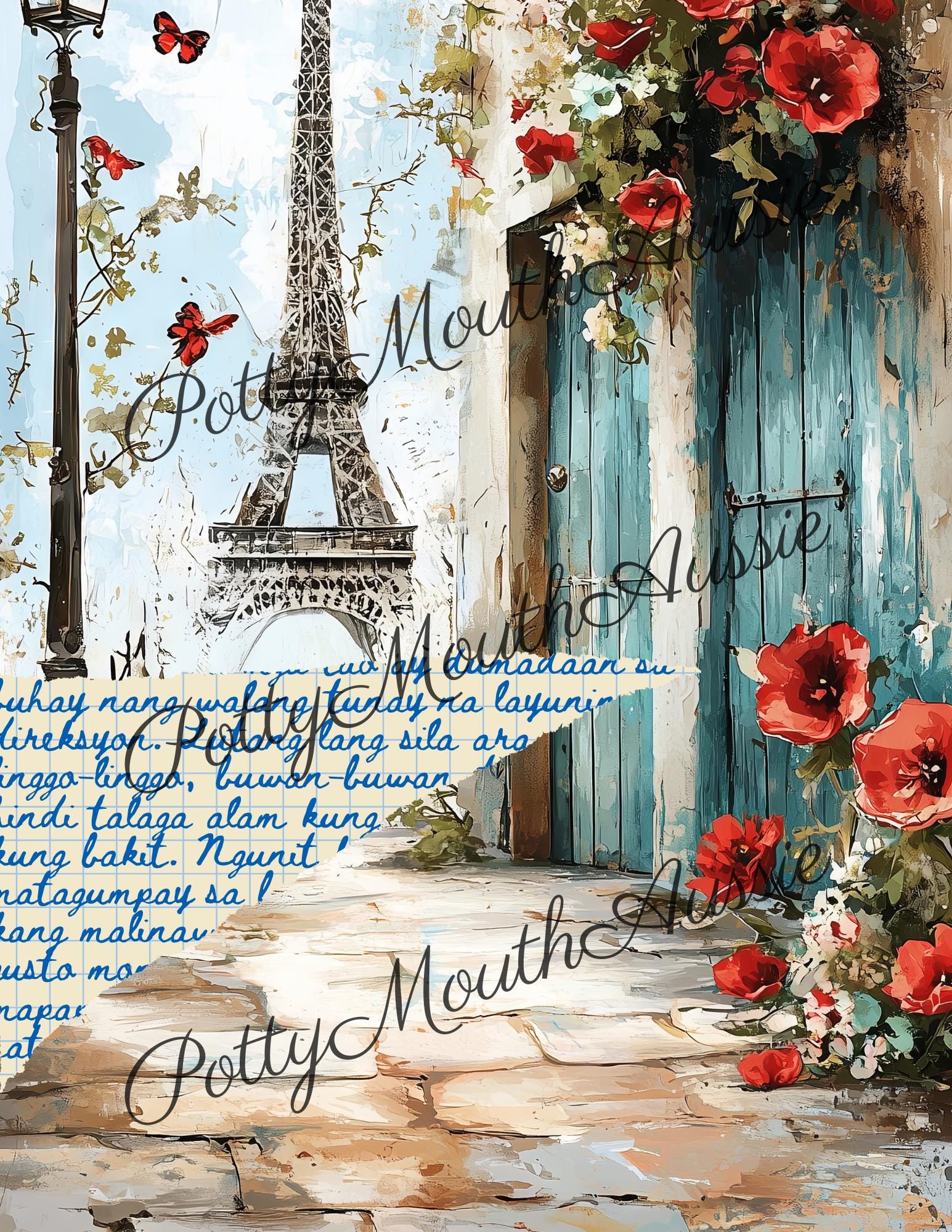 Vintage Paris, Floral Scrapbook Paper Bundle | Romantic Junk Journal ...