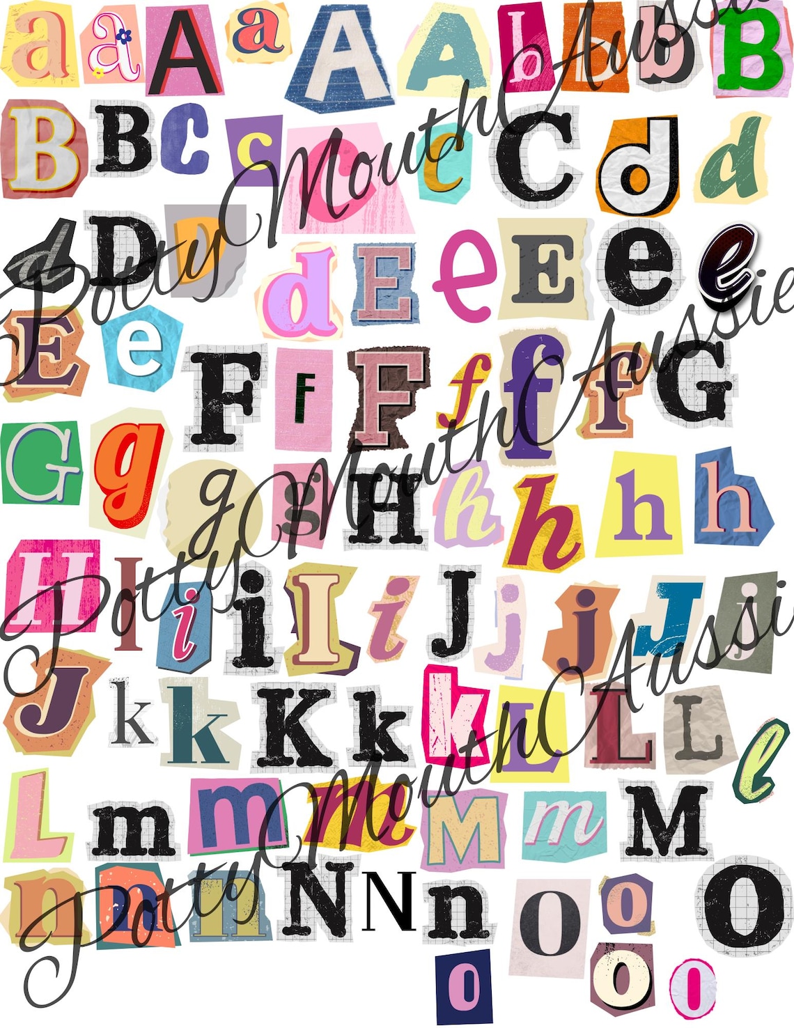 Magazine Cutout Letters Words Bundle | Collage Alphabet Pdfs for ...