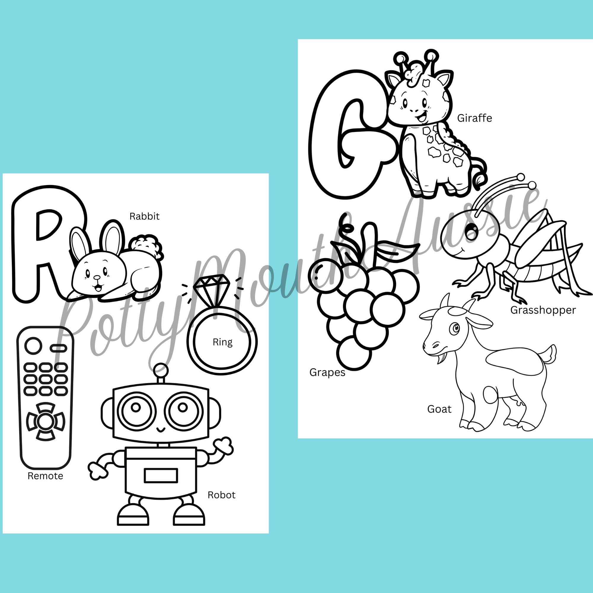 Alphabet Coloring Pages, Set of 26 Pages, Instant Download Pdf - Etsy