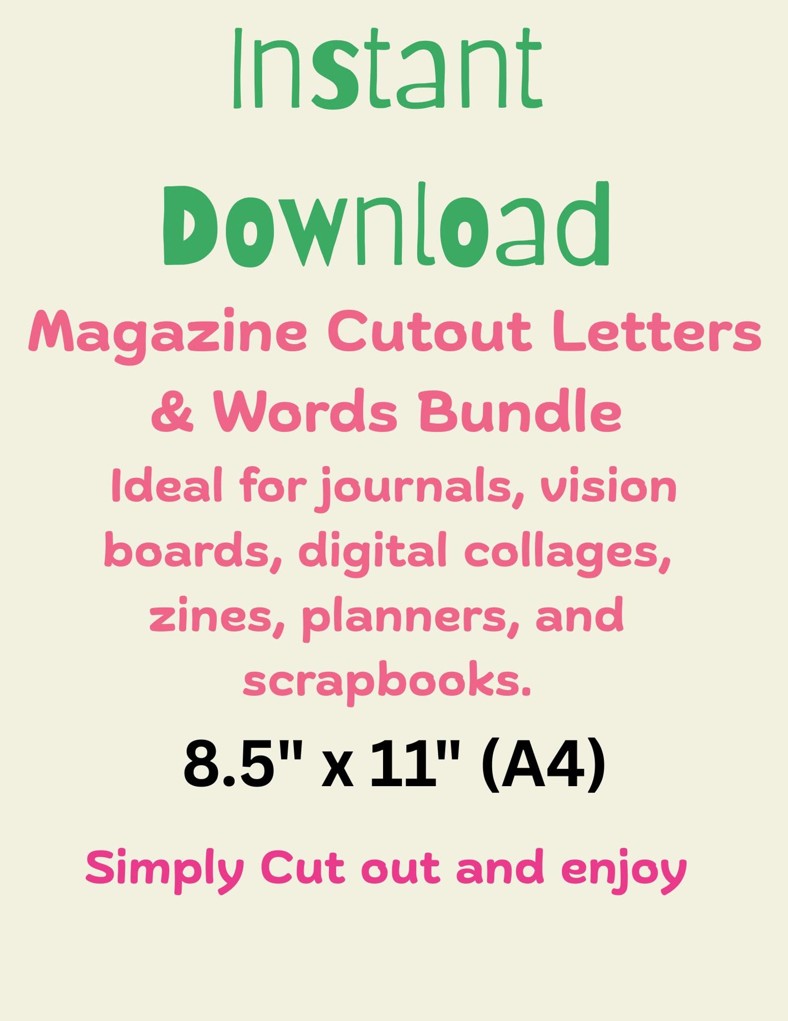 Magazine Cutout Letters Words Bundle | Collage Alphabet Pdfs for ...