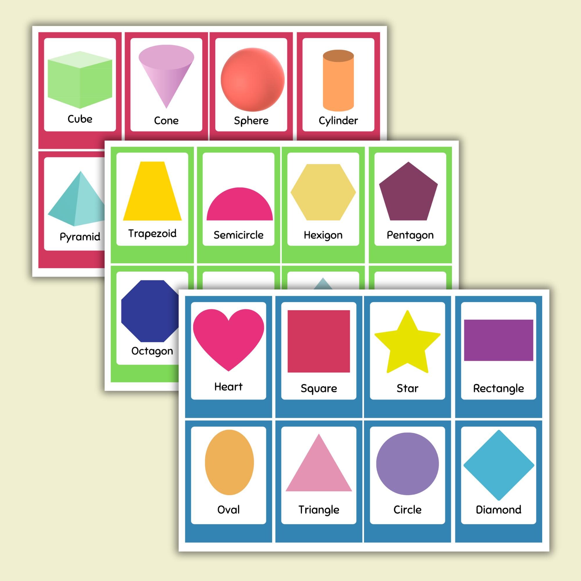 Colorful Shapes Flashcards and 3D Models Pack! Instant Download for Fun ...