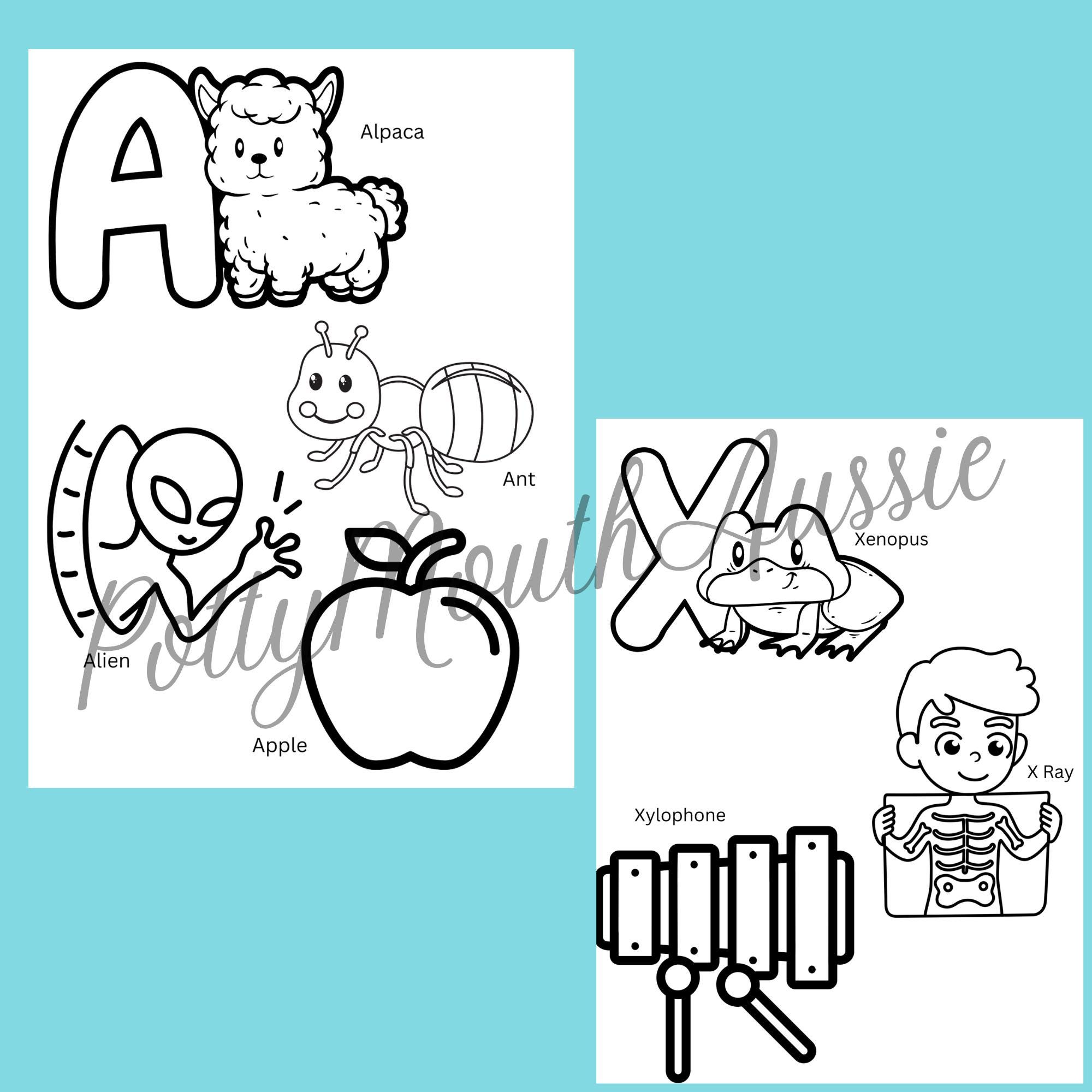 Alphabet Coloring Pages, Set of 26 Pages, Instant Download Pdf - Etsy