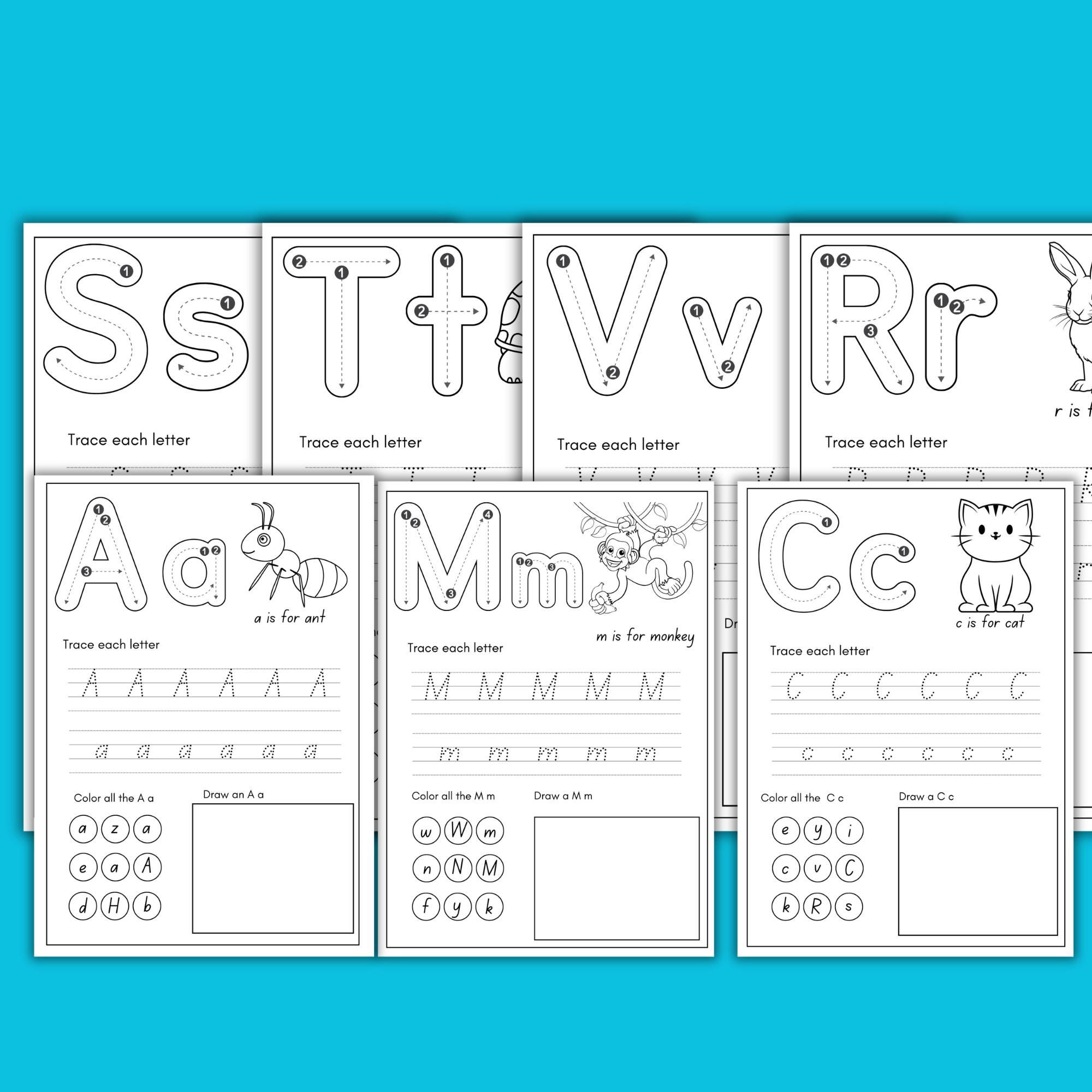 Alphabet Tracing Worksheets for Kindergarten | Letter Writing Practice ...