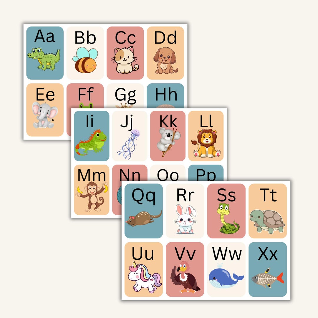 Alphabet Memory Cards, Flash Cards Cute Alphabet, Instant Download - Etsy