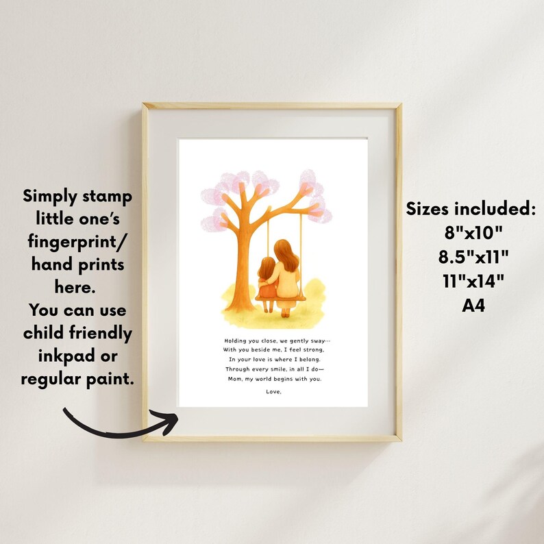 Mother's Day Handprint Keepsake, Kids Fingerprint Art (PDF, JPG) - Etsy
