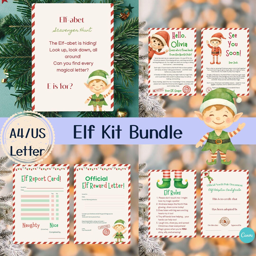 Editable Christmas Elf Kit | Letters, Certificates (canva) - Etsy