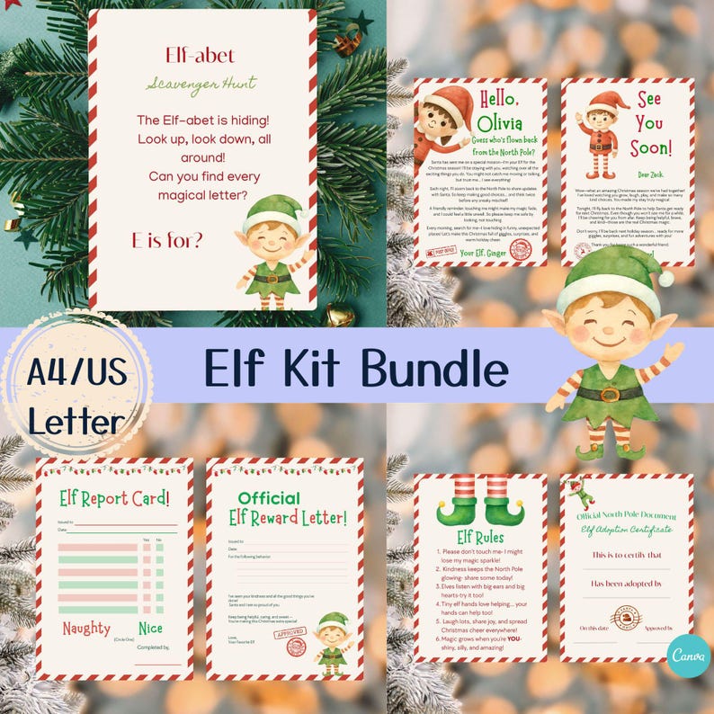 Editable Christmas Elf Kit | Letters, Certificates (canva) - Etsy Australia