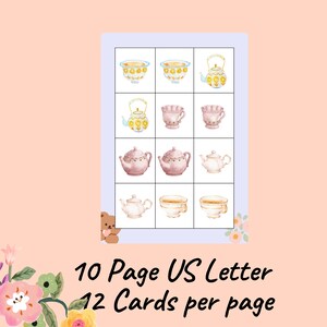 Printable Tea Party Matching Game for Kids, Tea Party Color Matching ...