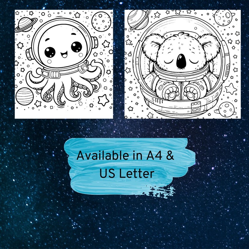 Animals in Space Printable Coloring Pages, Intergalactic Coloring Book ...
