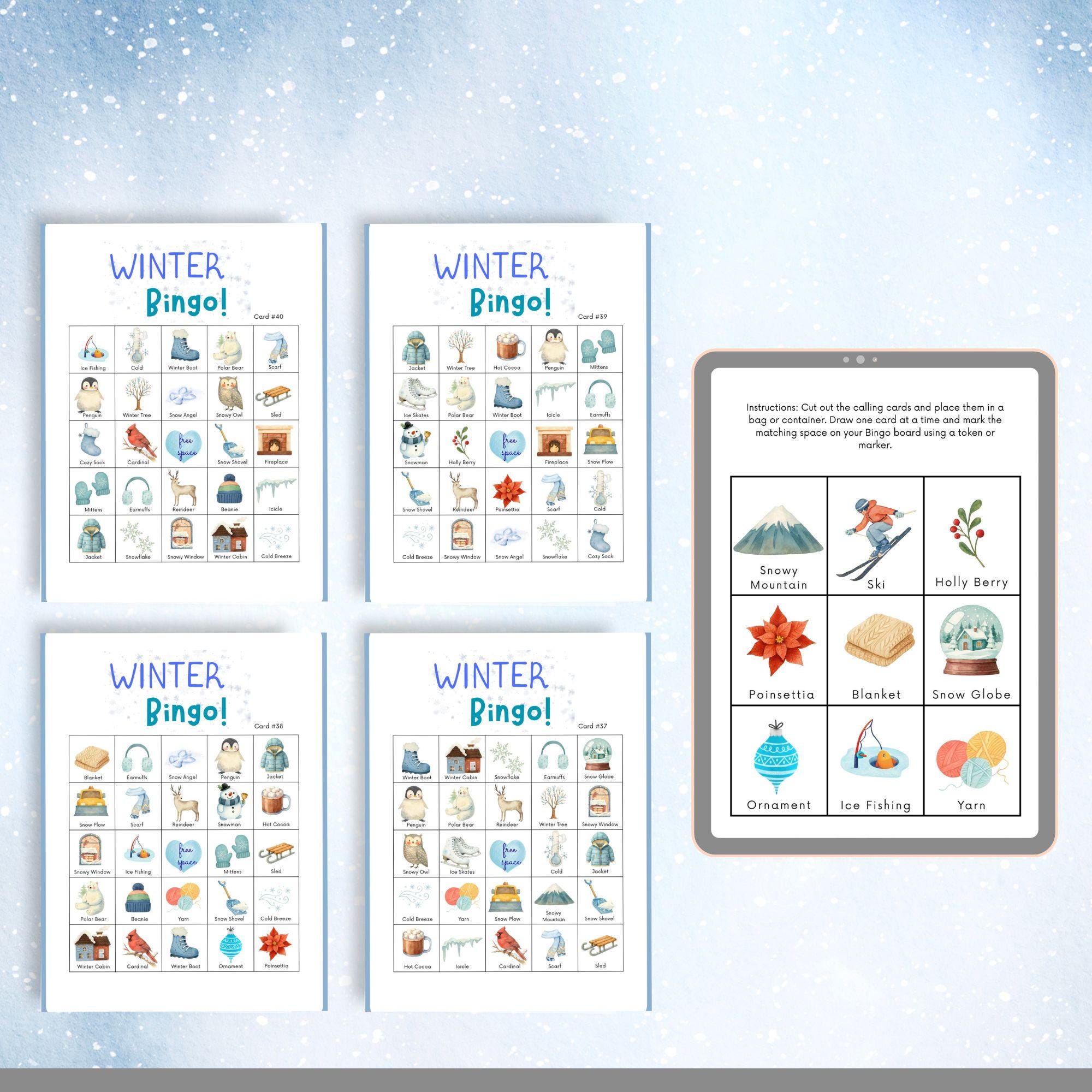 Printable Winter Bingo Game for Kids | Classroom Winter Activity | Snow ...