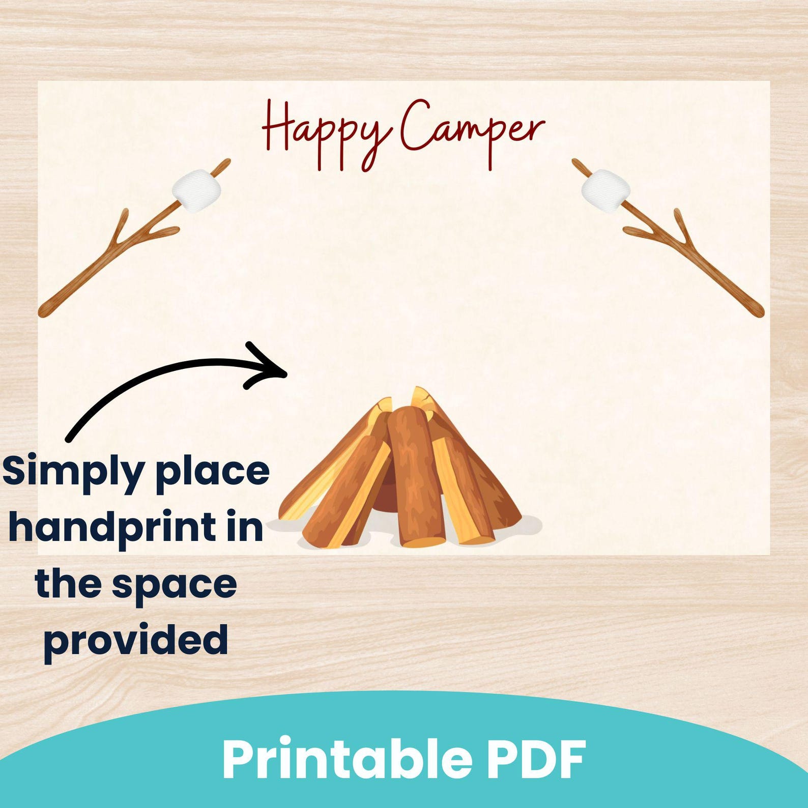 Happy Camper Handprint Craft, Camping Craft for Kids, Summer Preschool ...