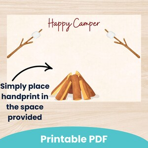 Happy Camper Handprint Craft, Camping Craft for Kids, Summer Preschool ...