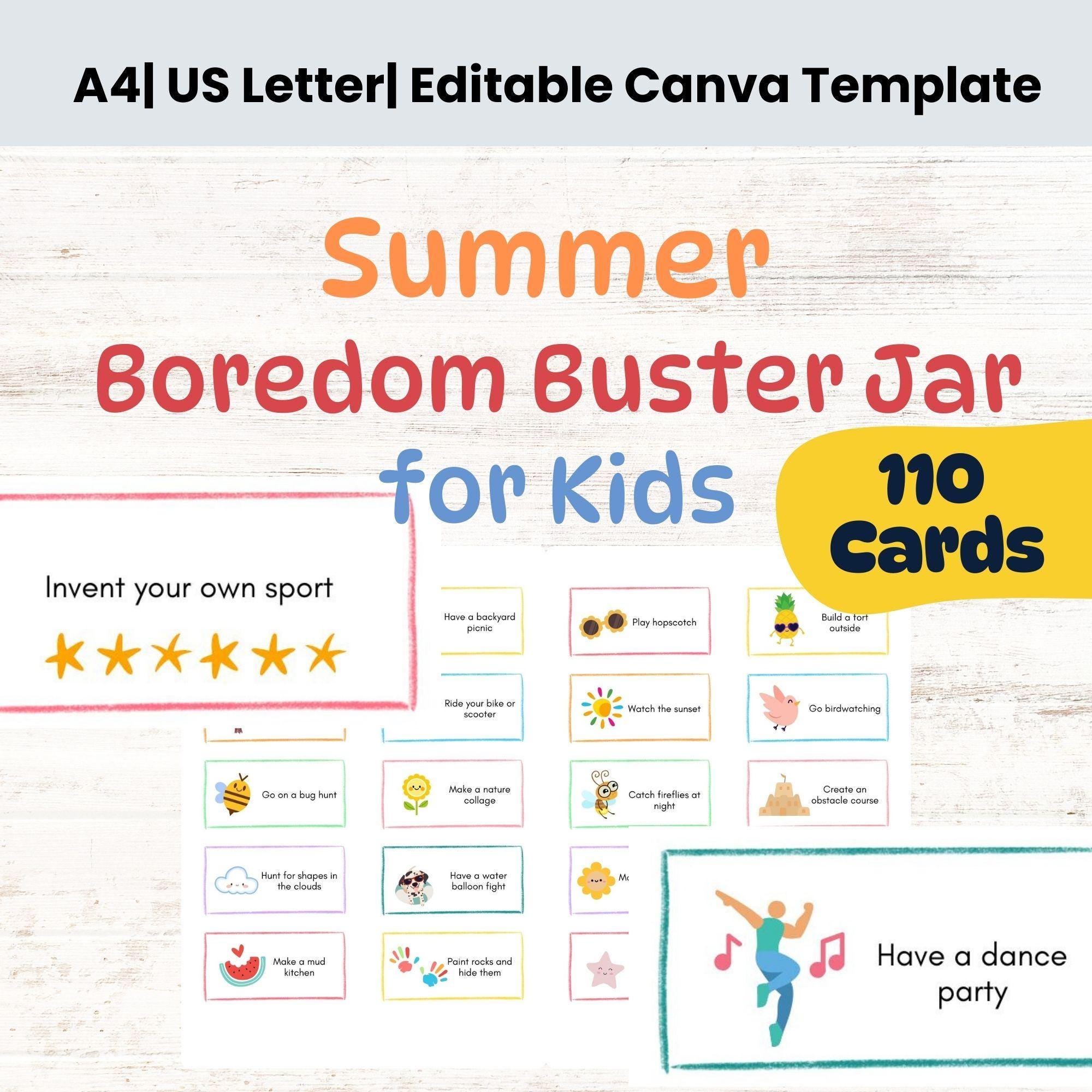 Summer Boredom Buster Jar: 110 Kids Activity Cards (digital Download ...
