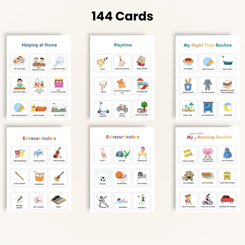 Editable Daily Routine Cards for Kids, Printable Chore Chart for Kids ...