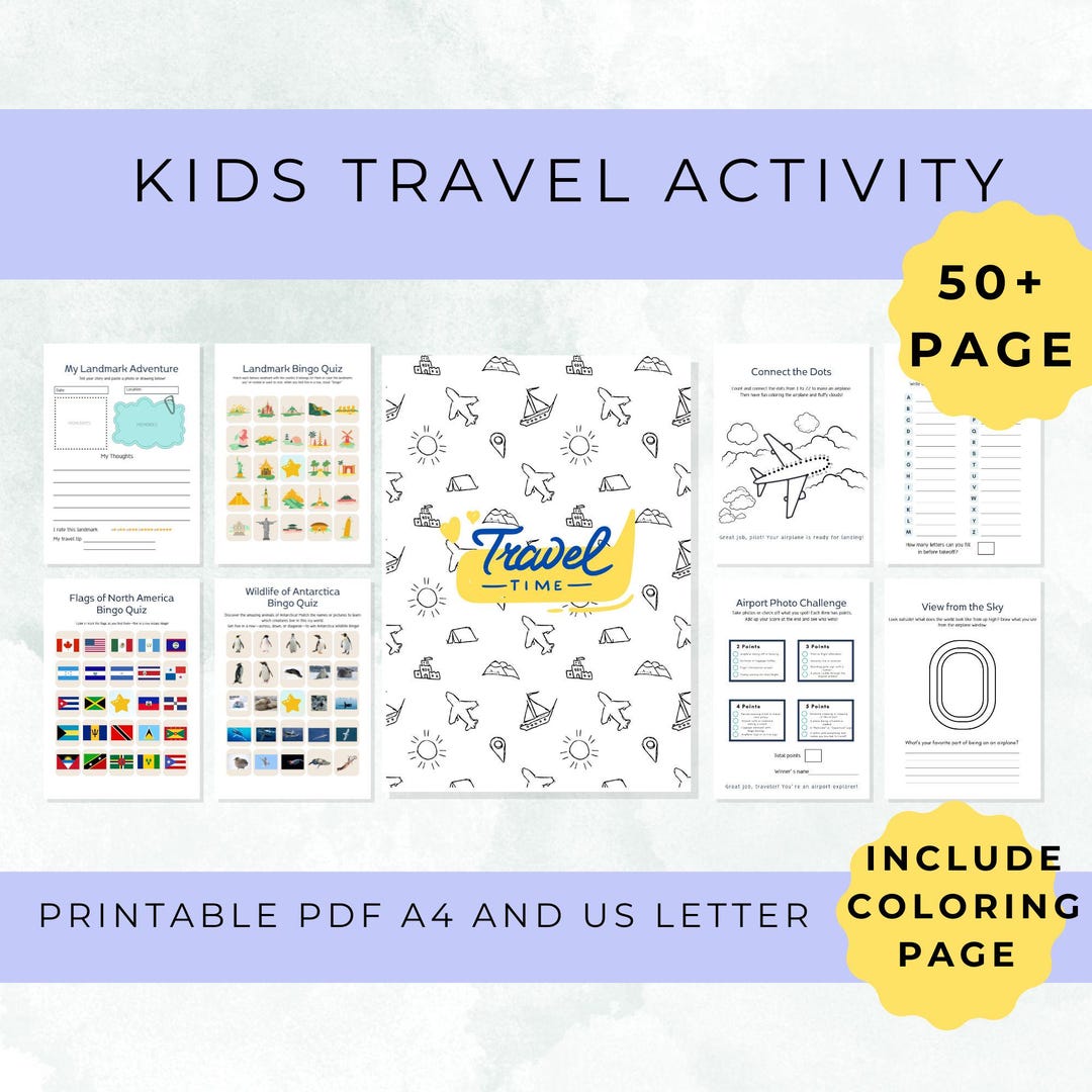 Printable Kids Travel Activity Pack| Educational Holiday Fun| 50 Page ...