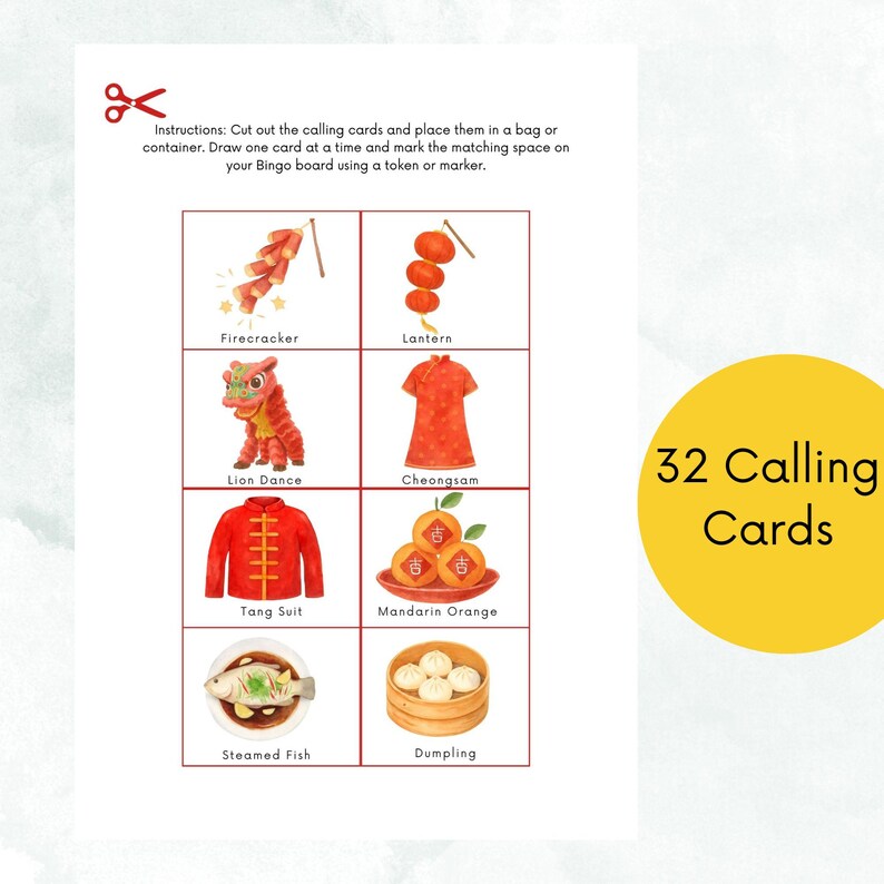 Lunar New Year Bingo Cards for Kids | Chinese New Year Bingo Game | 30 ...