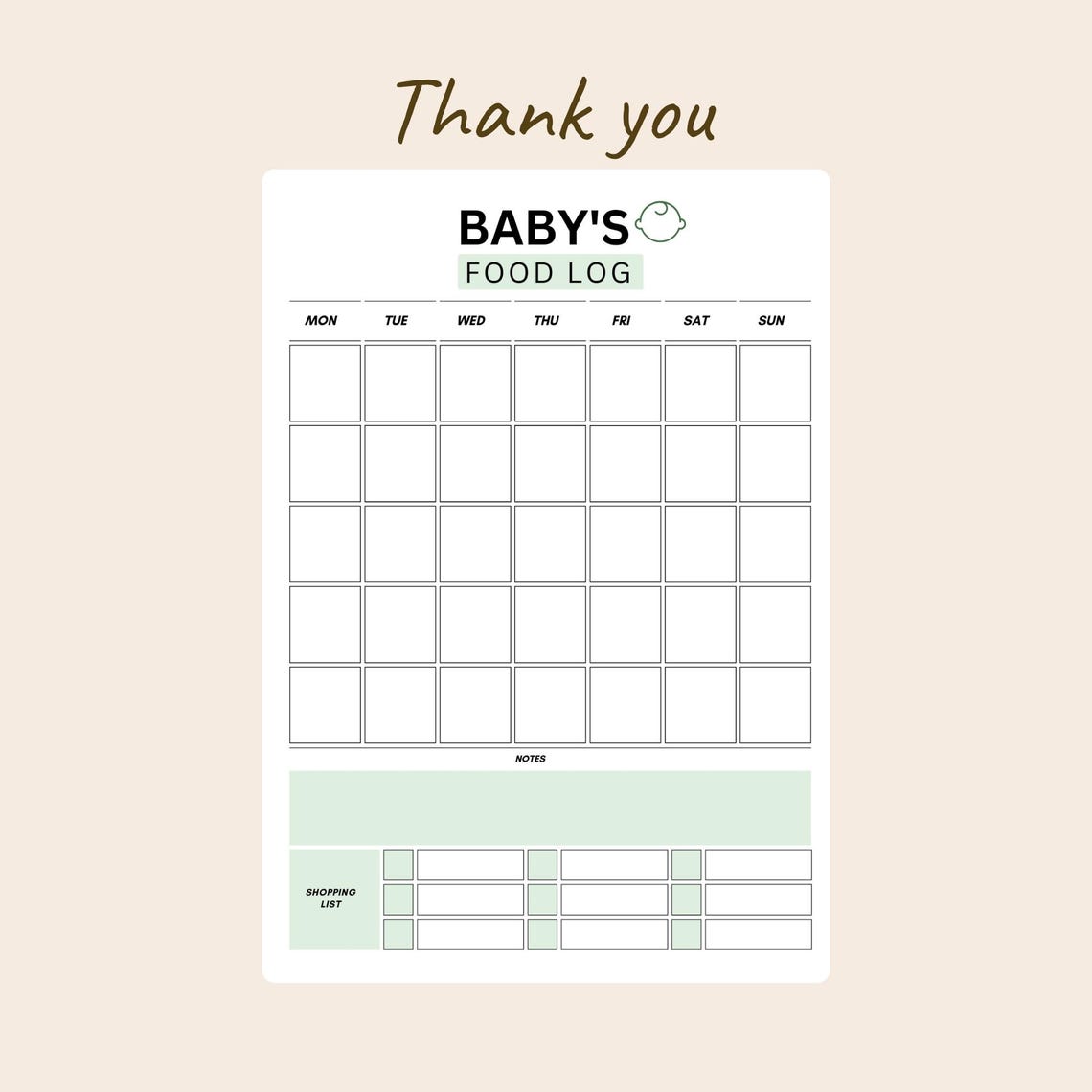 Editable Baby Food Log Printable, Baby's First Food Tracking Sheet ...