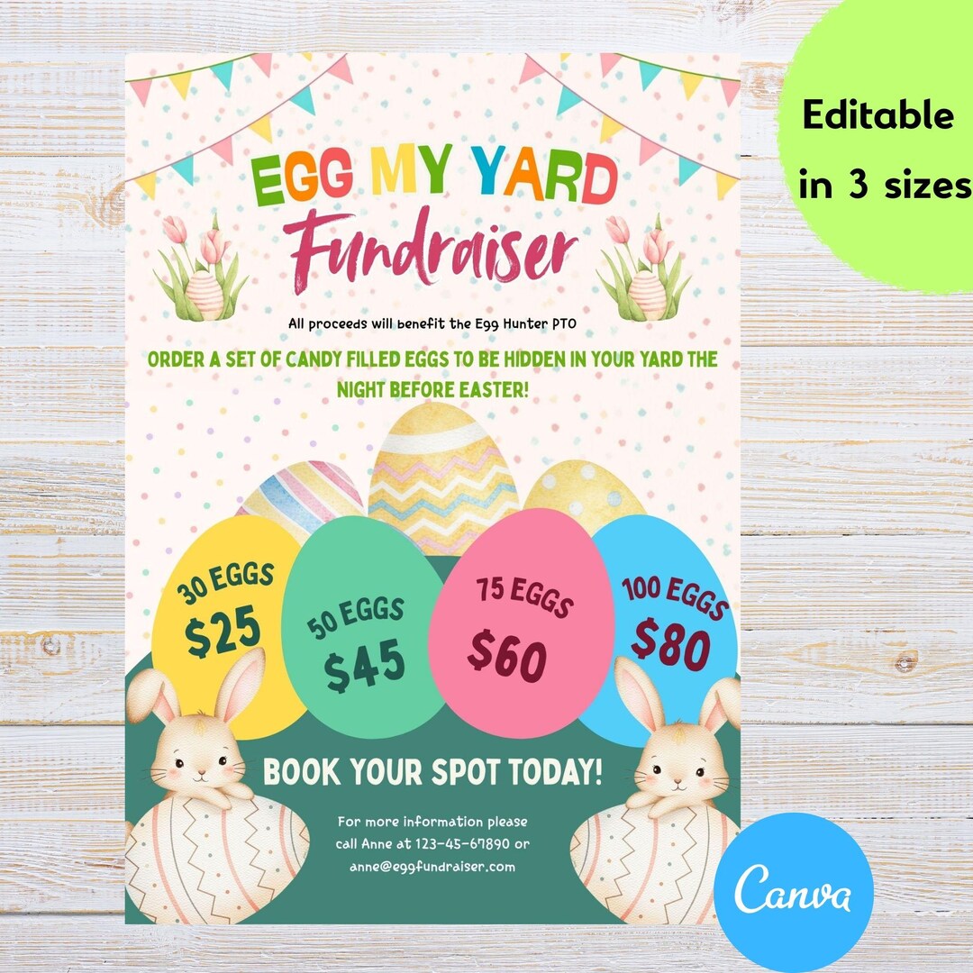 Egg My Yard Fundraiser Flyer and Order Form (canva Editable) - Etsy
