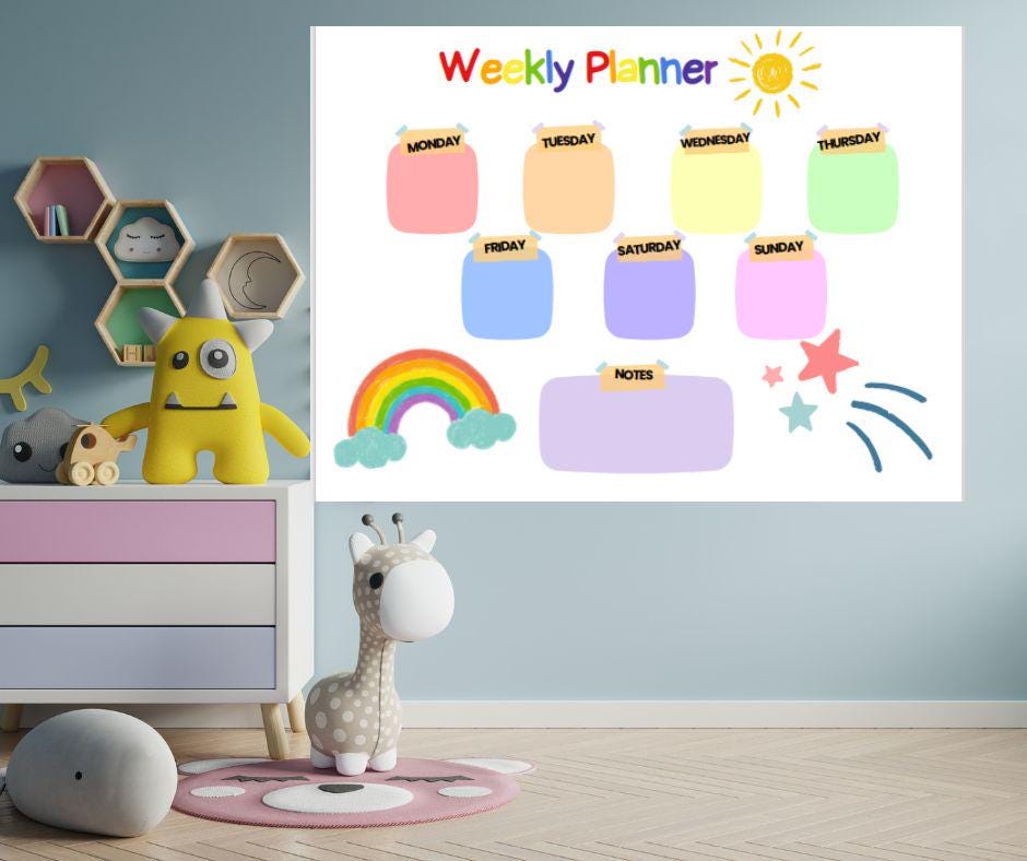 Kids' Planner Bundle Rainbow Edition, Digital Weekly Planner, Homework ...
