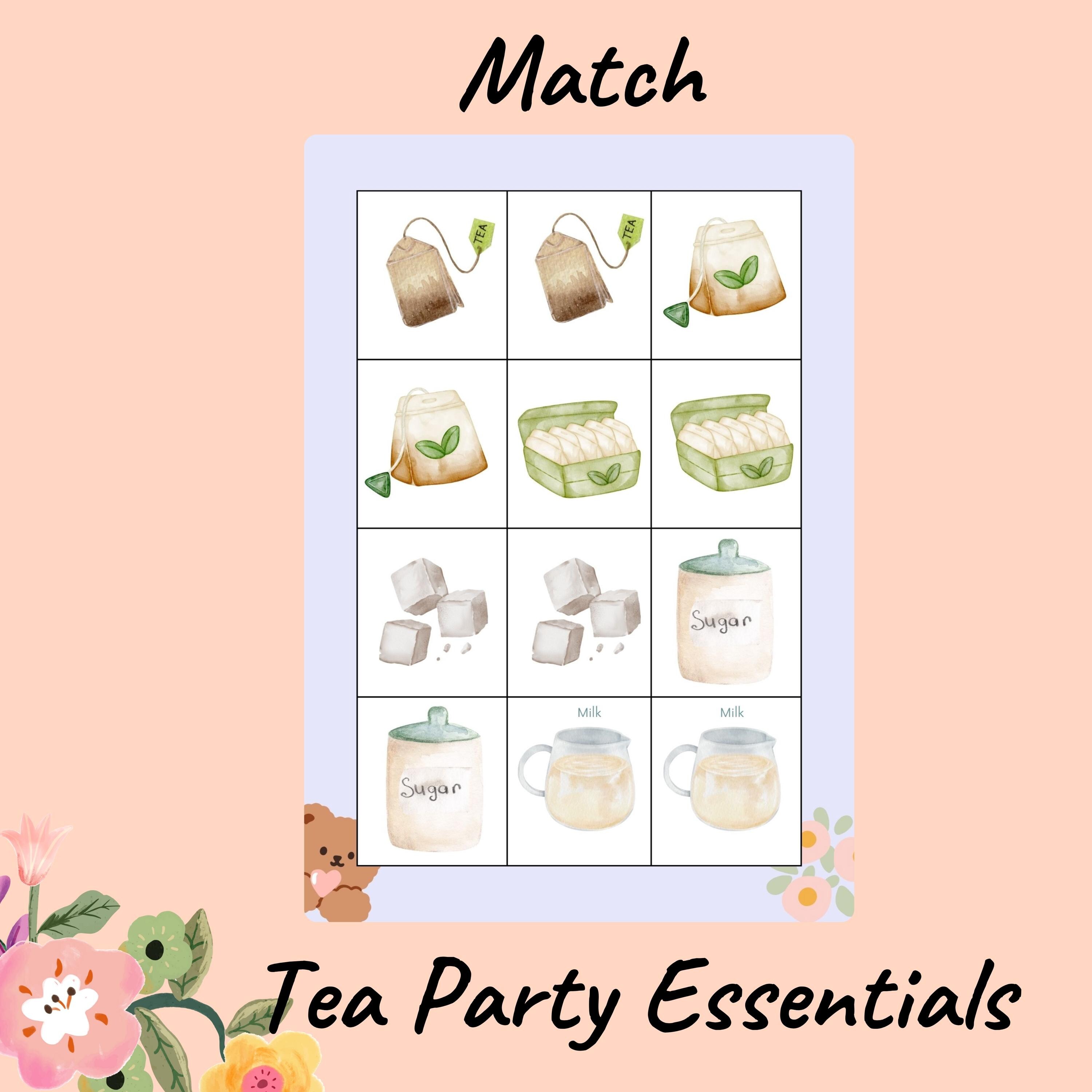 Printable Tea Party Matching Game for Kids, Tea Party Color Matching ...