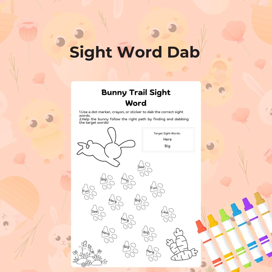 Easter Sight Word Activity Printable, Preschool Easter Tracing and ...