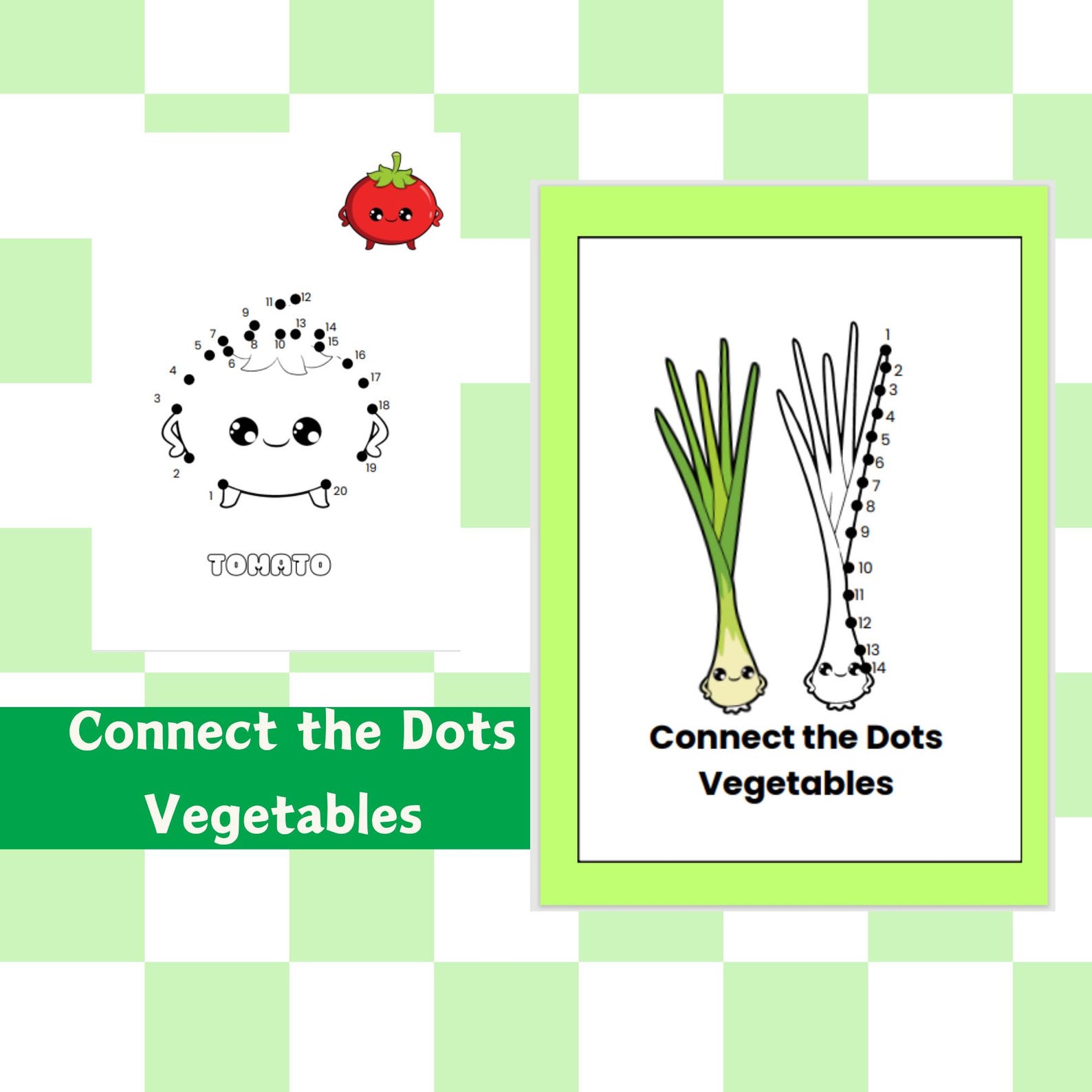 20 Connect the Dots Vegetables Coloring Pages, Easy Coloring for Kids ...
