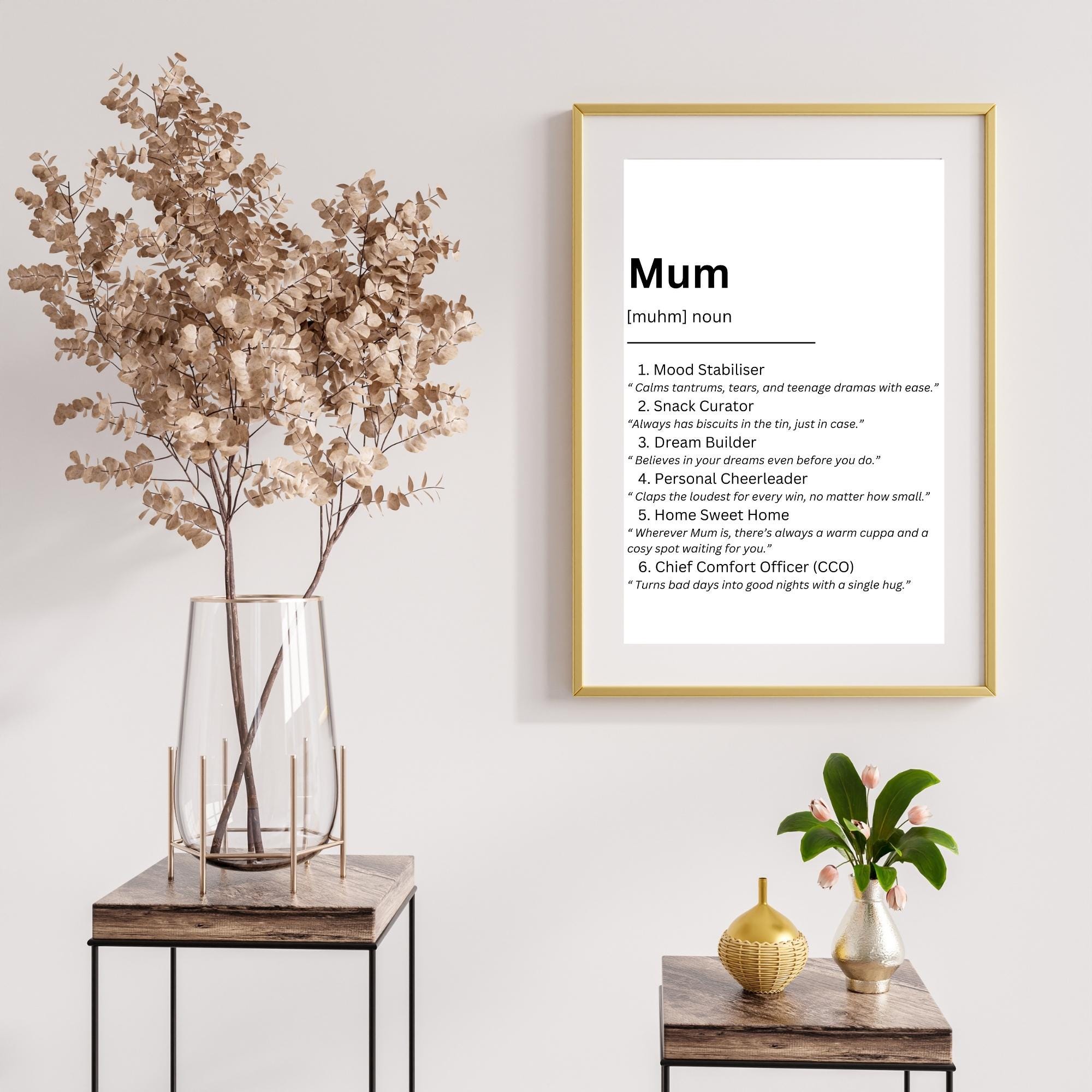 Minimalist Mum Typography Wall Art Printable, Mum Definition Print ...