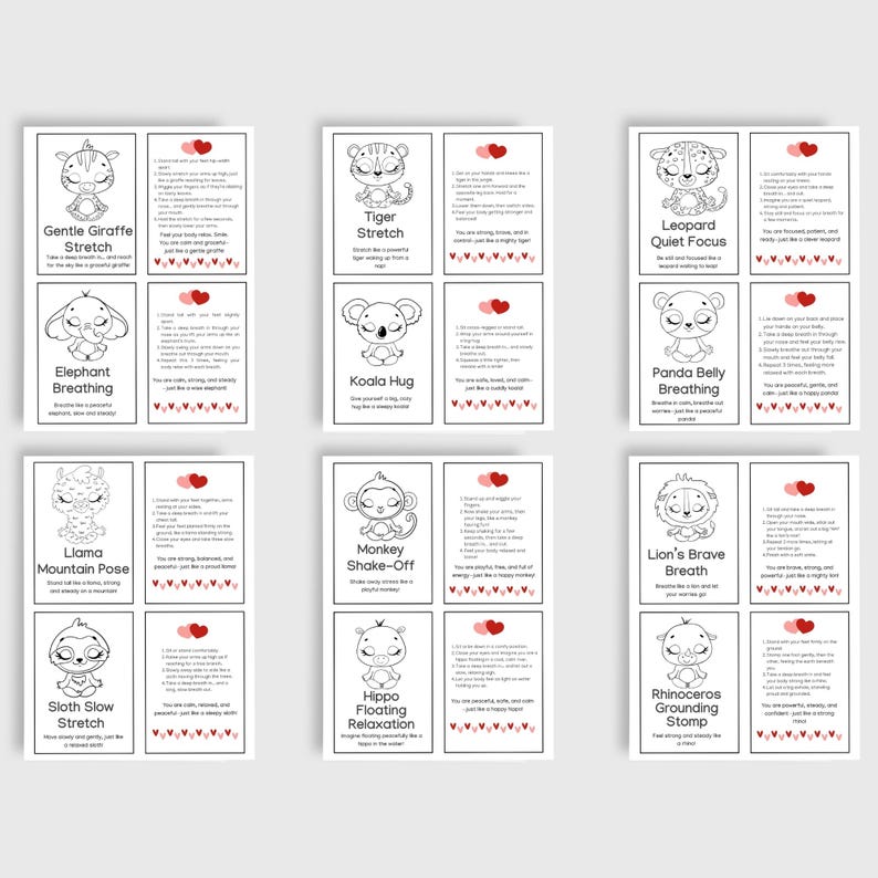 Printable Mindfulness Cards for Kids, Kids Yoga Activity, Breathing and ...