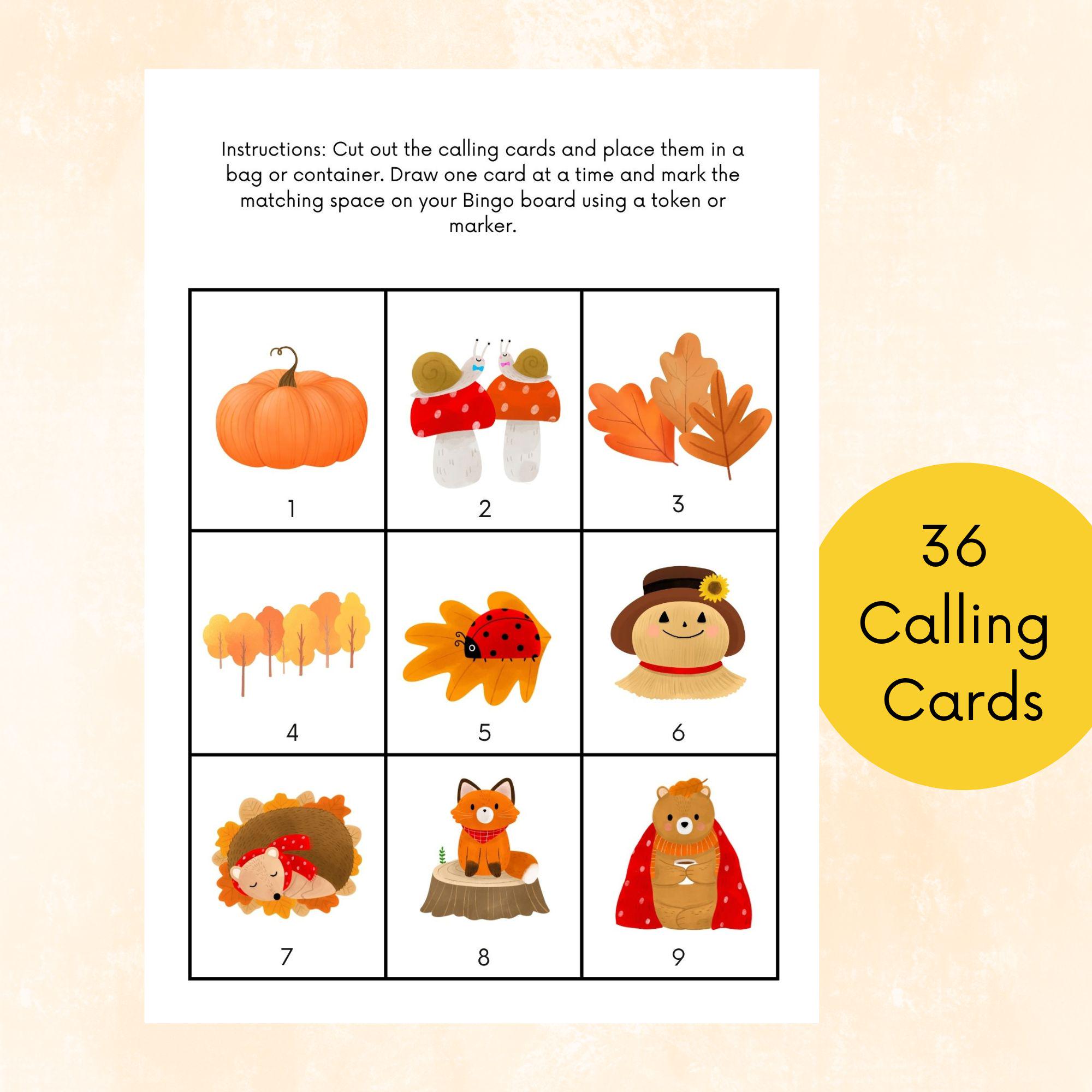 Autumn Bingo Printable Game | Fall Bingo Cards for Kids & Adults ...