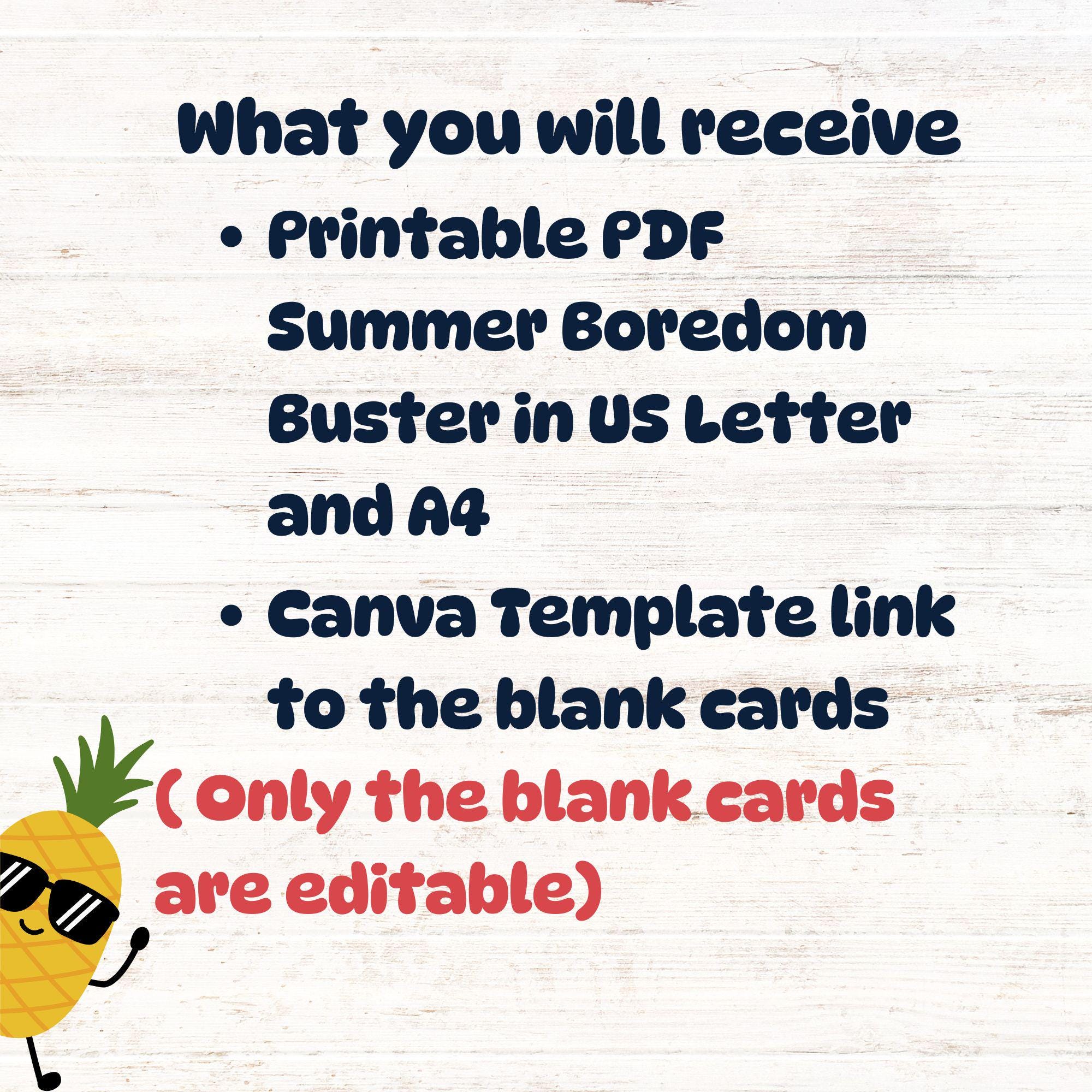 Summer Boredom Buster Jar: 110 Kids Activity Cards (digital Download ...