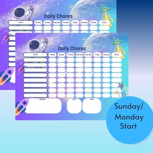 Space-themed Chore Chart, Editable Chore Chart, Behavior Chart ...