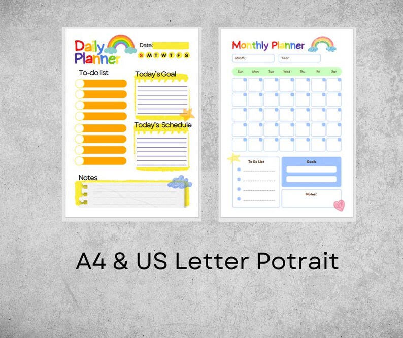 Kids' Planner Bundle Rainbow Edition, Digital Weekly Planner, Homework ...