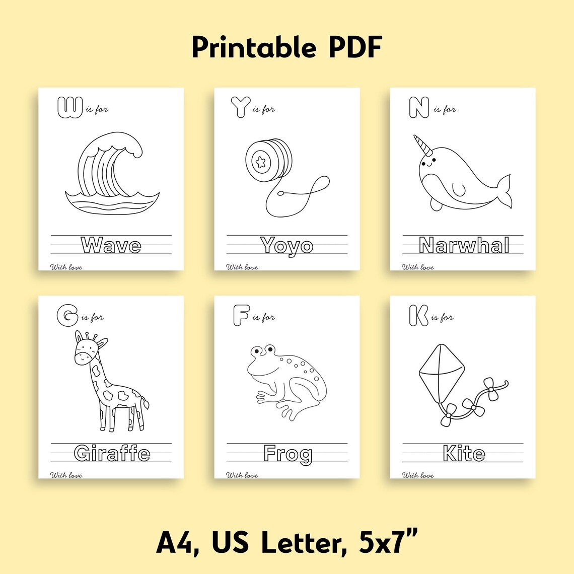 Printable Baby’s First ABC Coloring Book, A to Z Baby Shower Activity ...