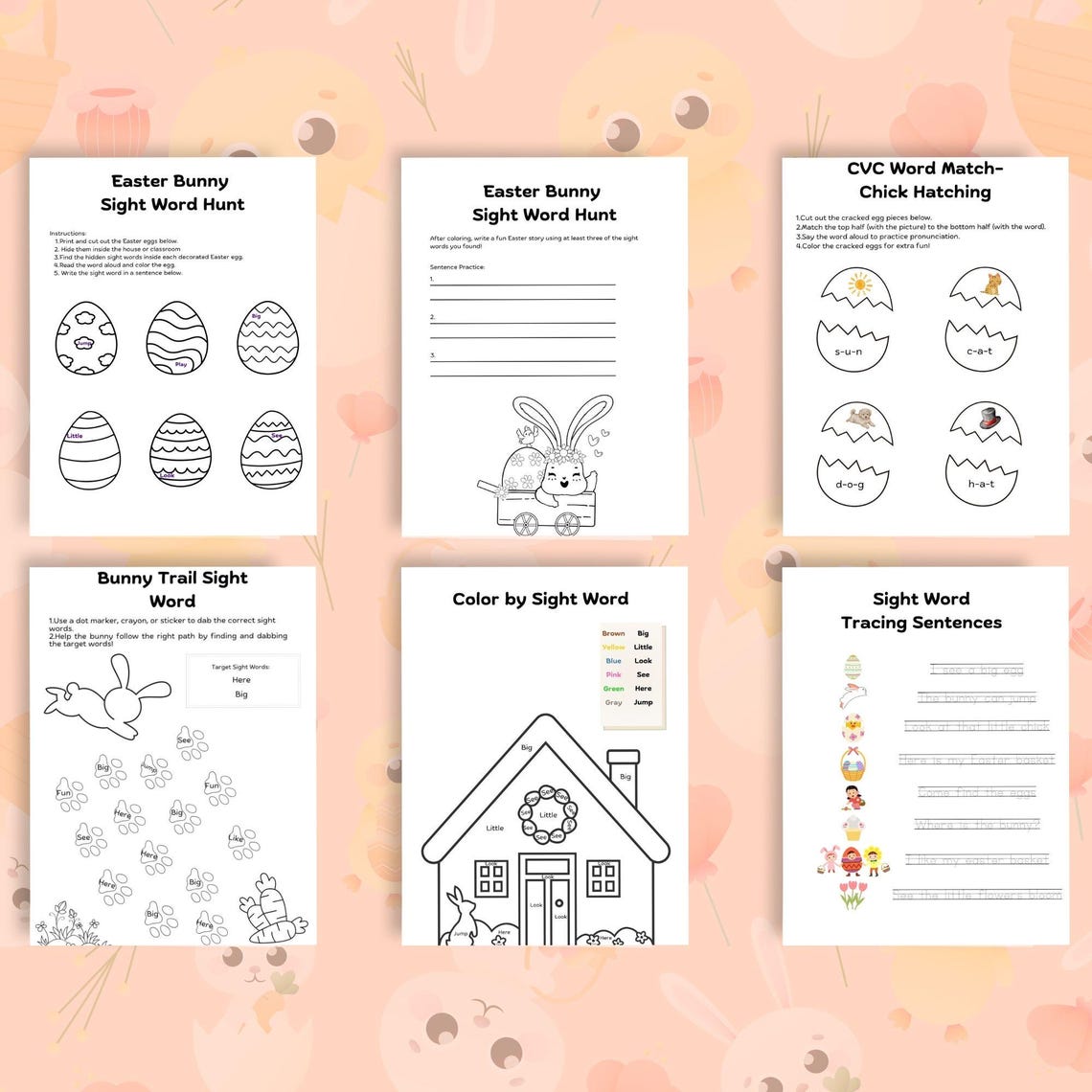 Easter Sight Word Activity Printable, Preschool Easter Tracing and ...